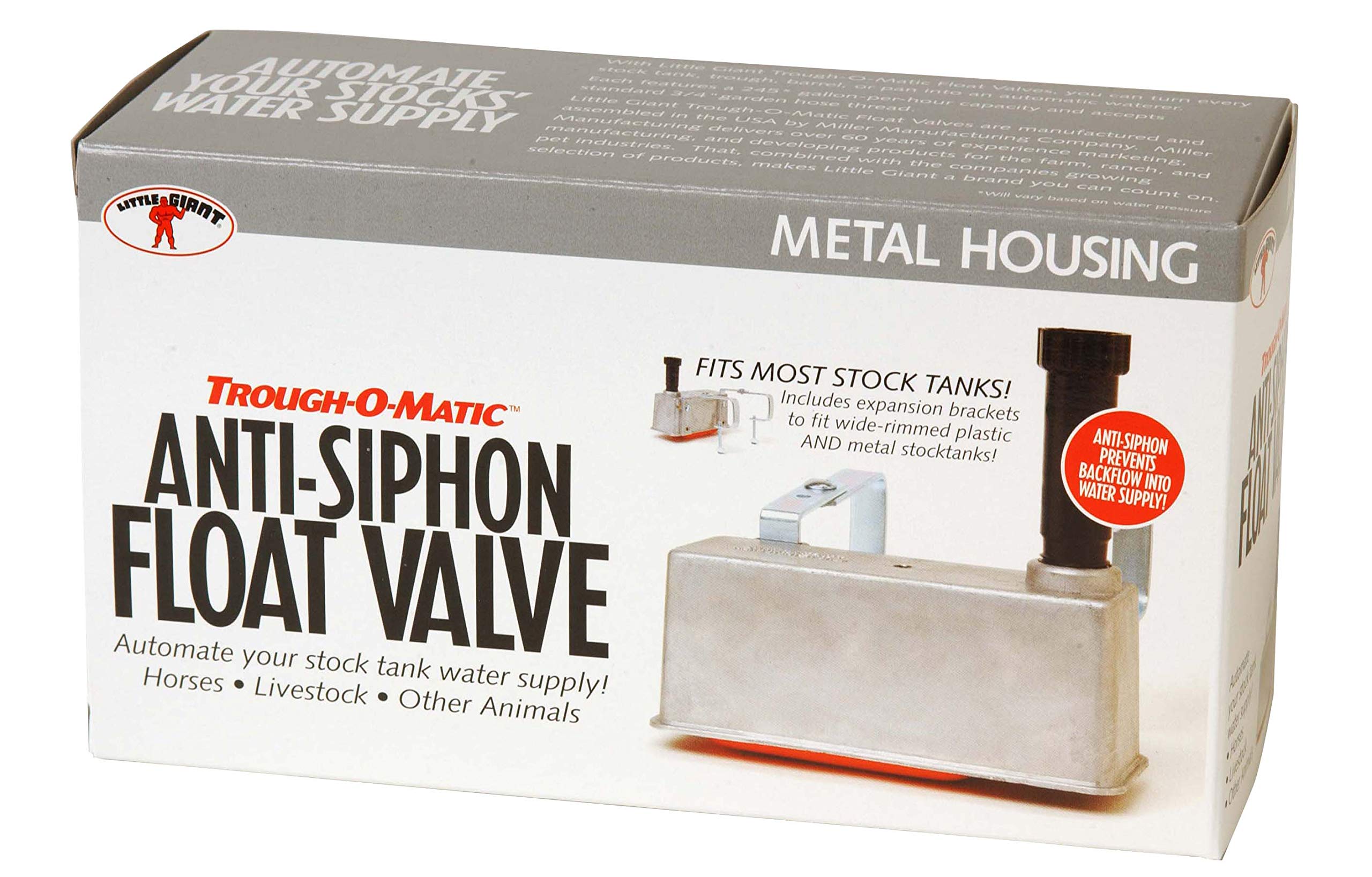 Little Giant® Trough-O-Matic® Stock Water Tank | Anti-Siphon Float Valve | Livestock Tank Float | Watering Tank with Aluminum Housing