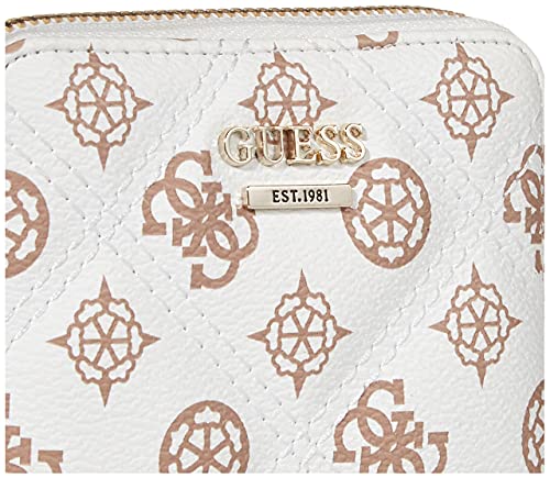 GUESS Cessily Small Zip Around Wallet, White Multi