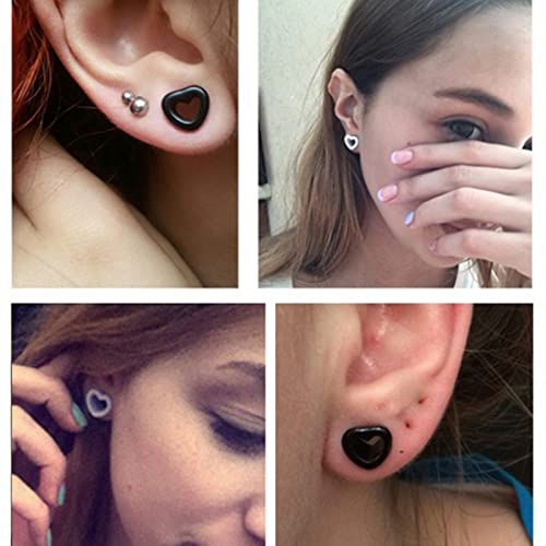 Aokarry Ear Plugs Tunnels, 25mm Acrylic Hollow Heart Shape Expander Stretcher Piercing Jewelry, 1 inch, Black