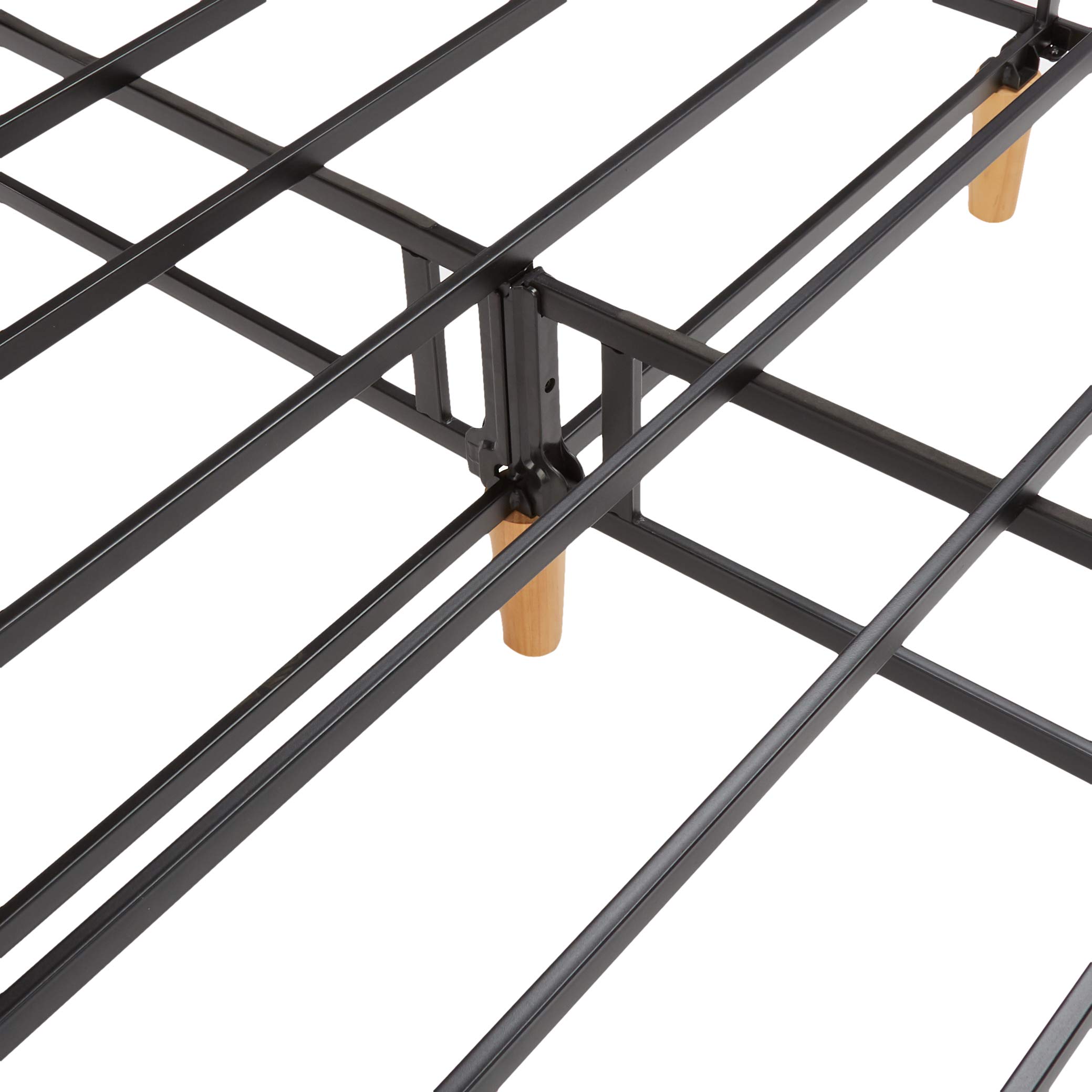 Amazon Basics Foldable Mattress Foundation/Box Spring with Steel Slats and Wood Legs, Tools-free Assembley, King, Black, 80 x 60 x 15 inches