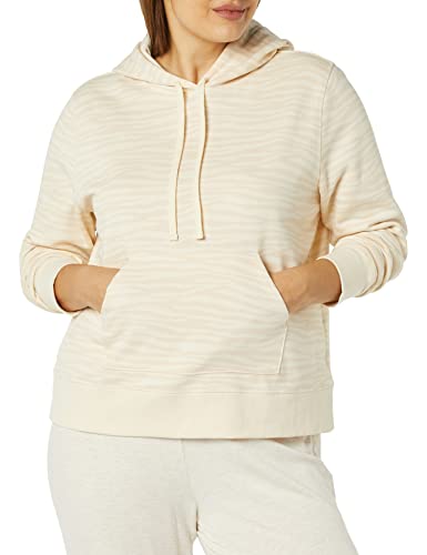 Amazon Essentials Women's Fleece Pullover Hoodie (Available in Plus Size), Ecru Zebra Stripe Print, Large