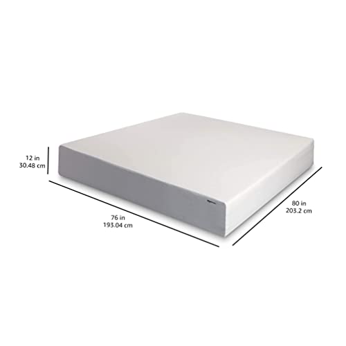 Amazon Basics Memory Foam Mattress, Soft Plush Feel, 12 Inch, King, White/Grey