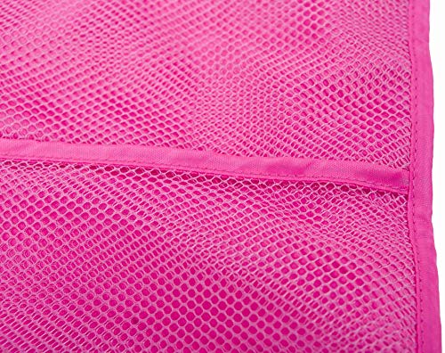 Amborido Dual Side Clothing Hanging Shelves 15 Mesh Pockets Closet Storage Organizer with Metal Hanger Rosy