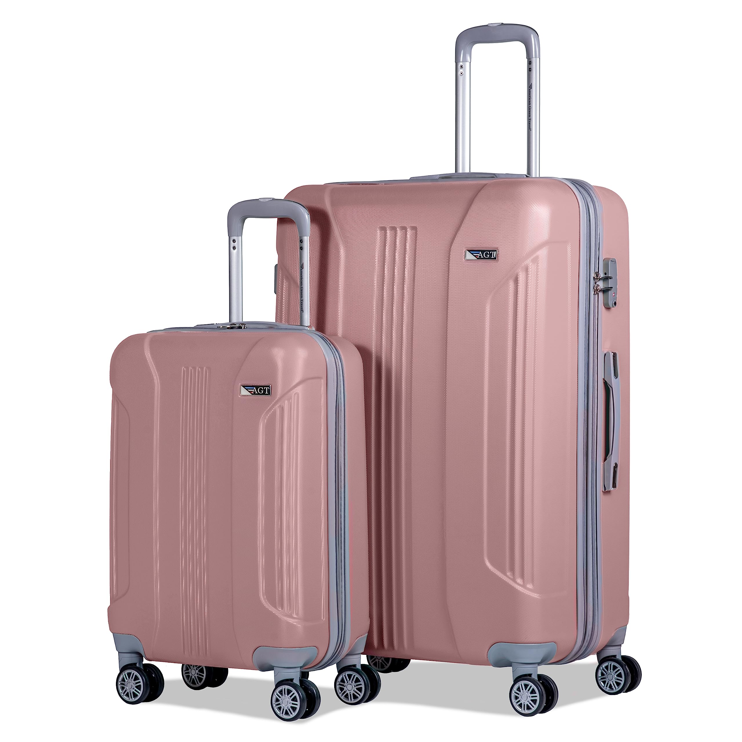 American Green Travel - Denali Hardside Expandable Luggage with TSA Lock, Spinner Wheels, 2-Piece (30-Inch, 20-Inch) Rose Gold