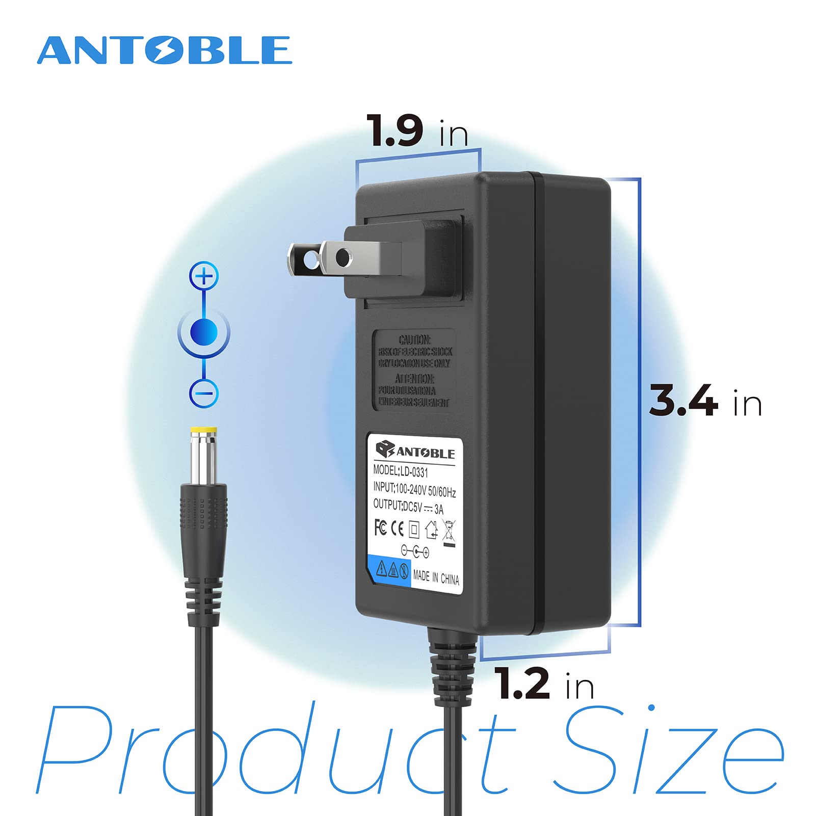 Antoble 6.6ft Cord 5V 3A AC Adapter Wall Charger for Pioneer Pro DDJ-SX2 DDJSX2 DJ Controller Power Supply