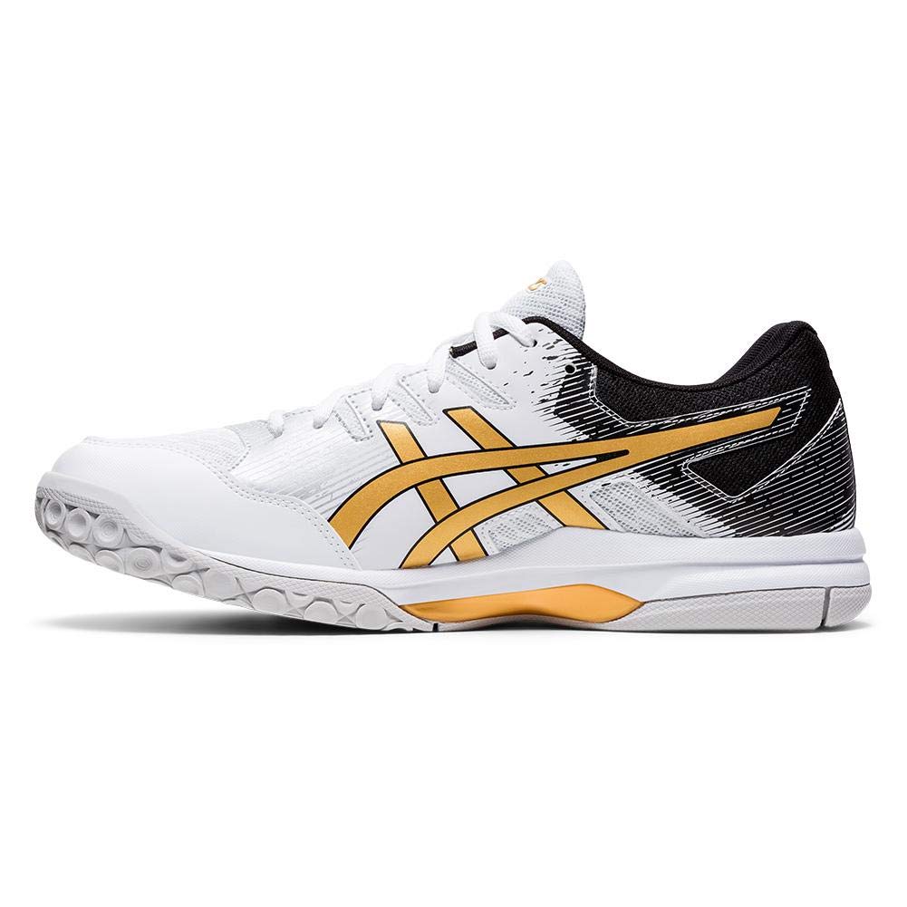 ASICS Men's Gel-Rocket 9 Volleyball Shoes, 6.5, White/Pure Gold