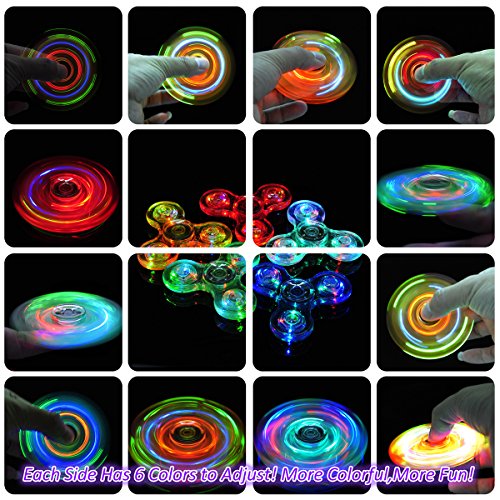 FIGROL 2 Pack Fidget Spinners|LED Light Up Crystal Fidget Spinners for Children|Glow in The Dark Goodie Bag Stuffers Classroom Prizes Return Gifts