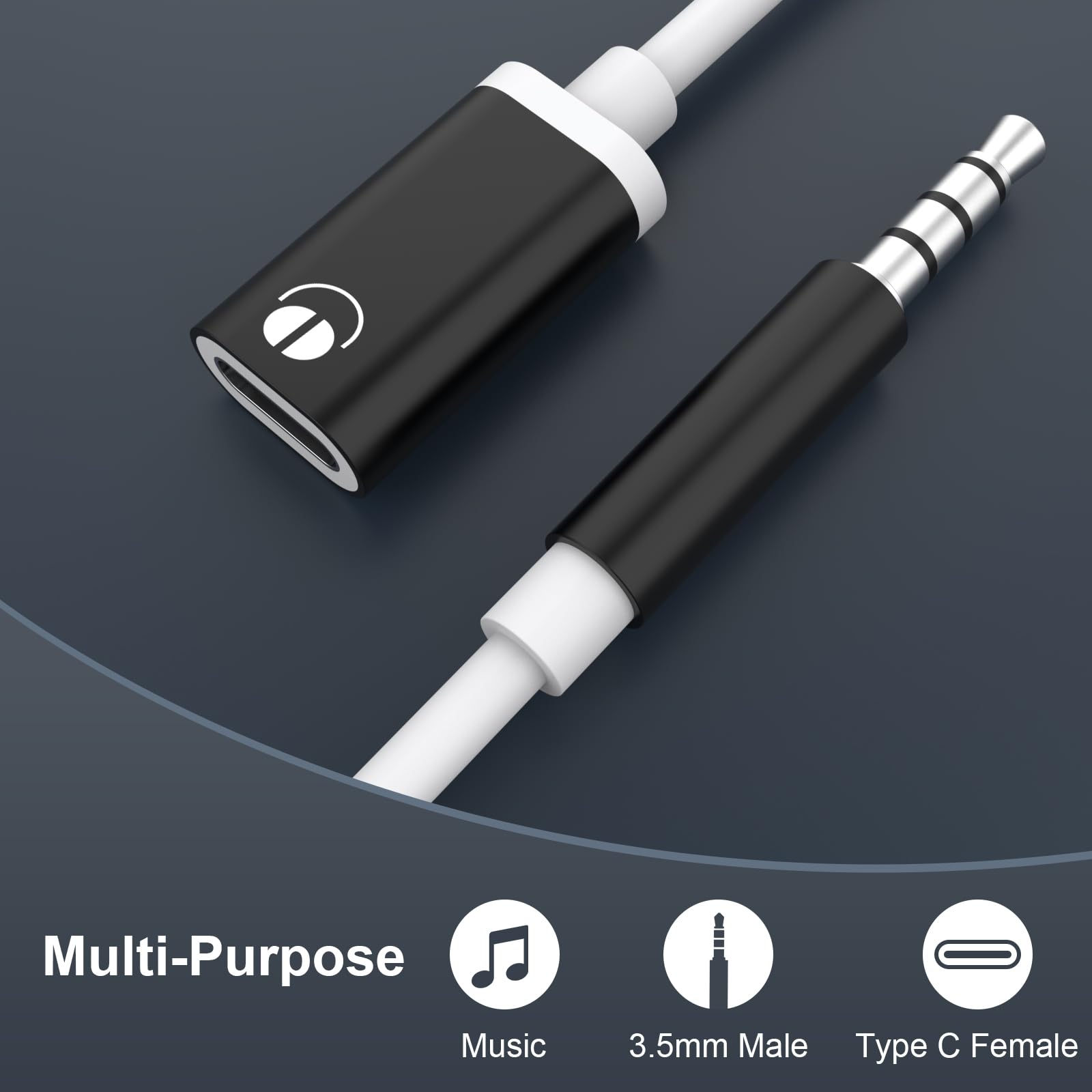 Alitutumao 3.5mm Male to Type C Female Audio Cable, Analog Audio Port Headphone Adapter Compatible with iPad, MP3, Type-c Headphones Without DAC Decoder Chip