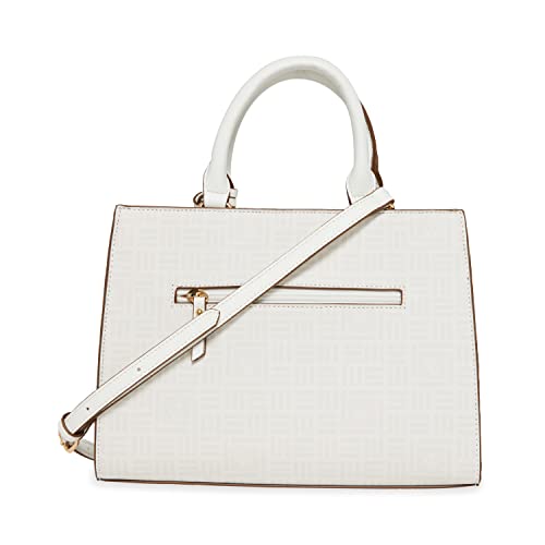 Anne Klein Satchel w/Horse bit, Cool Grey Lion Logo Print/Anne White