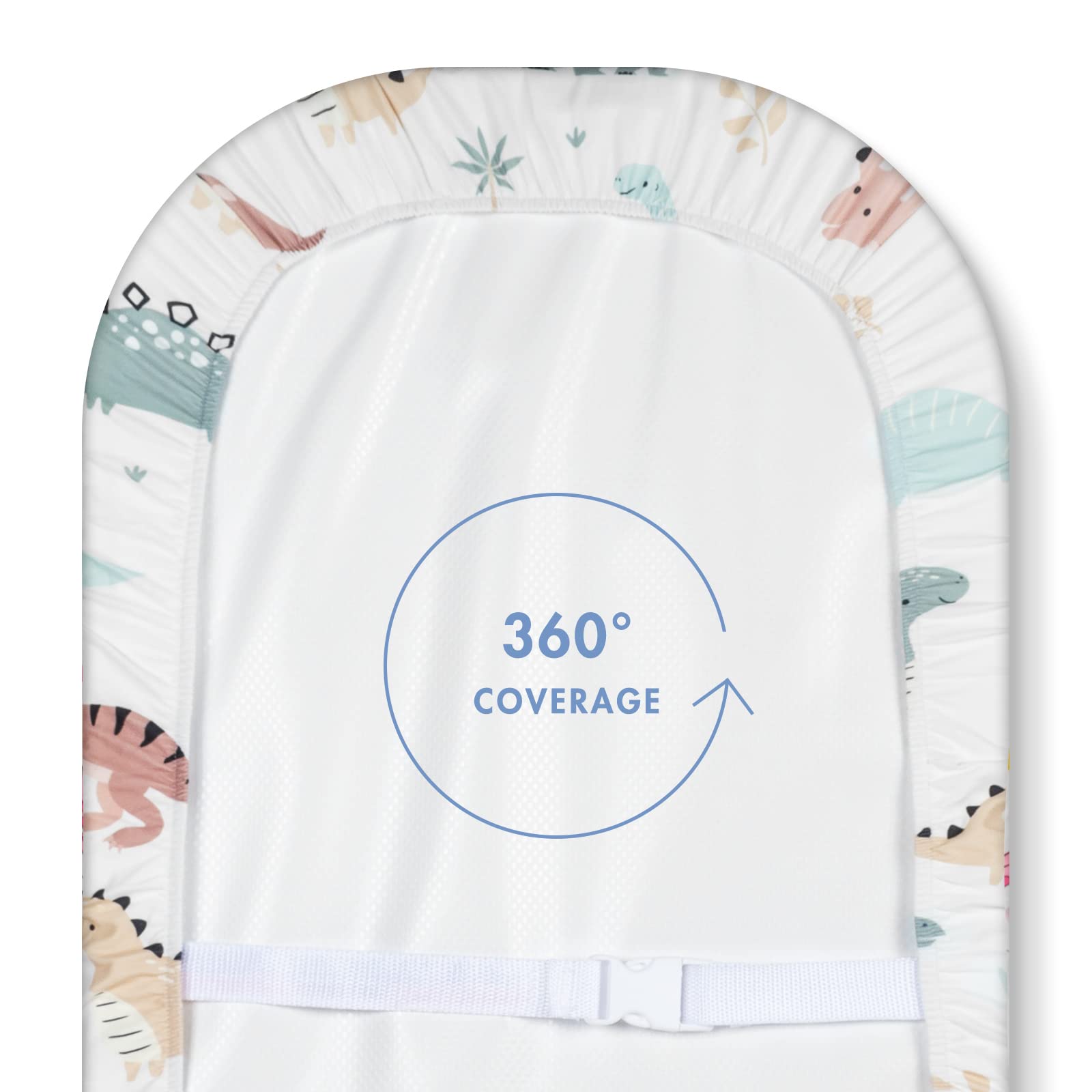 Bassinet Sheets for Baby Boy Girl, Ultra Stretchy Snug Fitted, Bassinet Sheet Set Mattress Protector, 2 Pack, Dinosaur&Animal