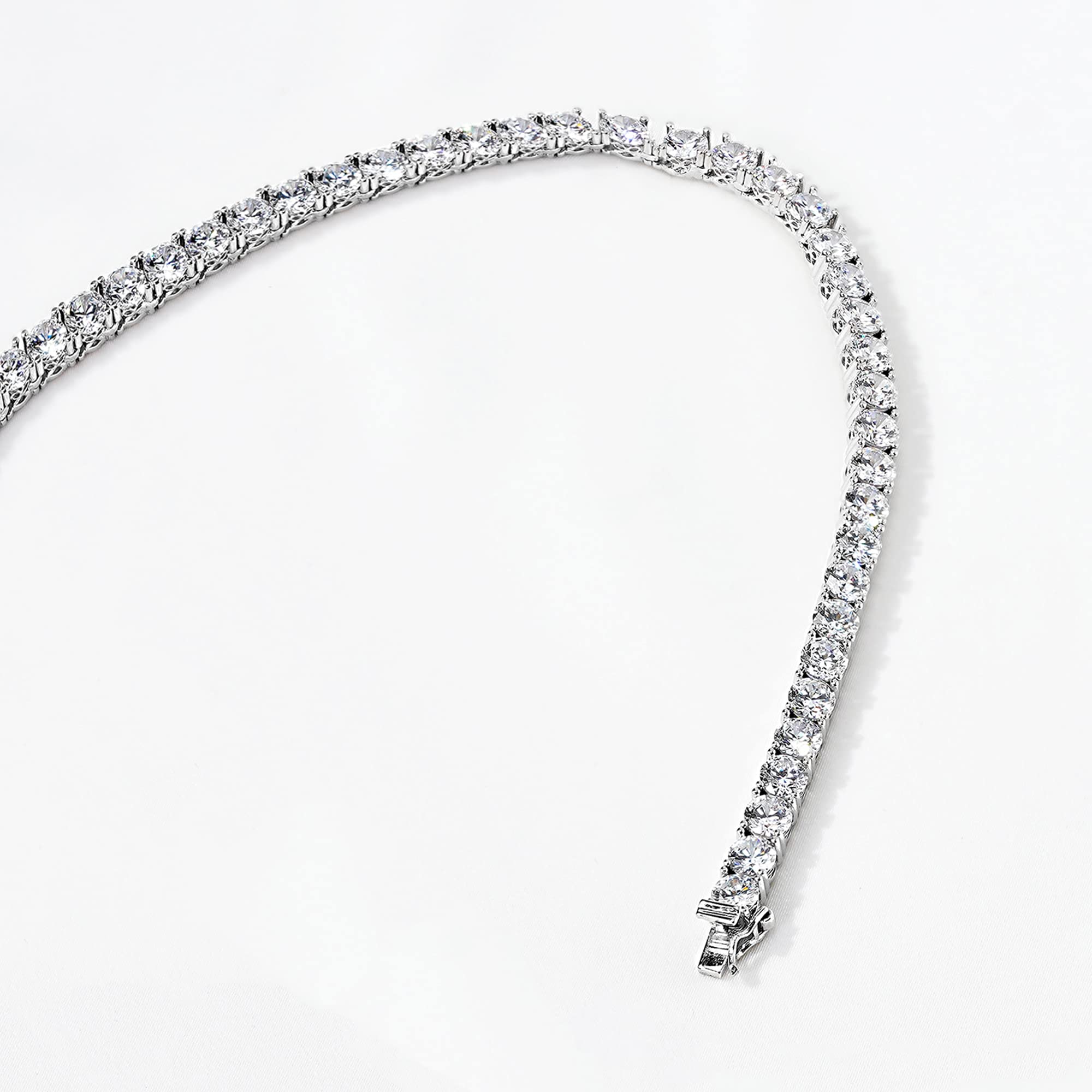 Amazon Collection Platinum Plated Sterling Silver Tennis Necklace set with Round Cut Infinite Elements Cubic Zirconia (6 mm), 17"