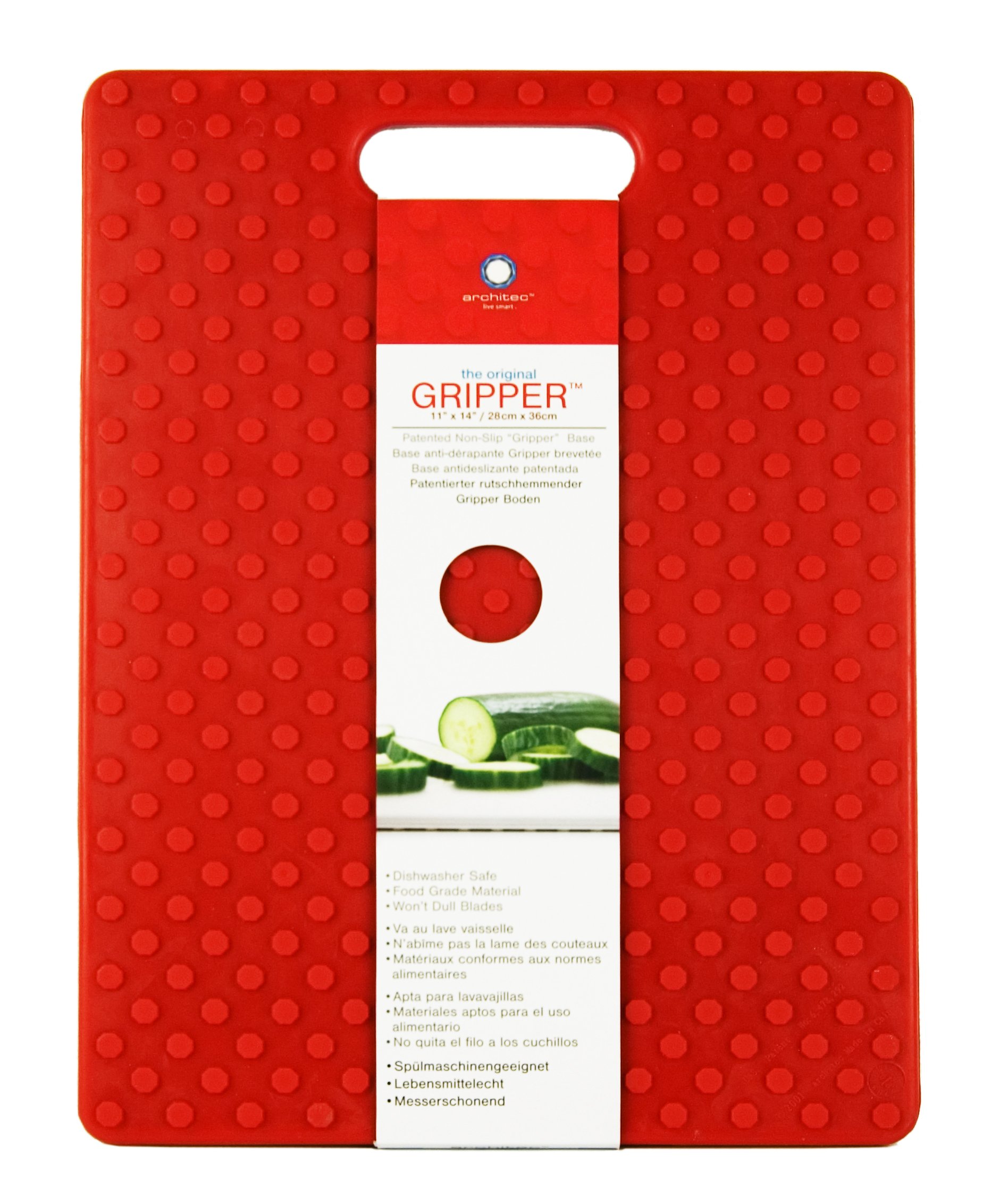 Architec Original Non-Slip Gripper Cutting Board, 11" x 14", Red