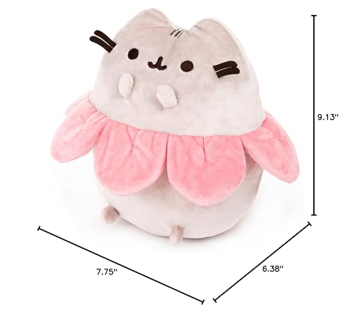 GUND Pink Flower Petals Pusheen Plush Stuffed Animal Cat, Gray and Pink, 9.5”