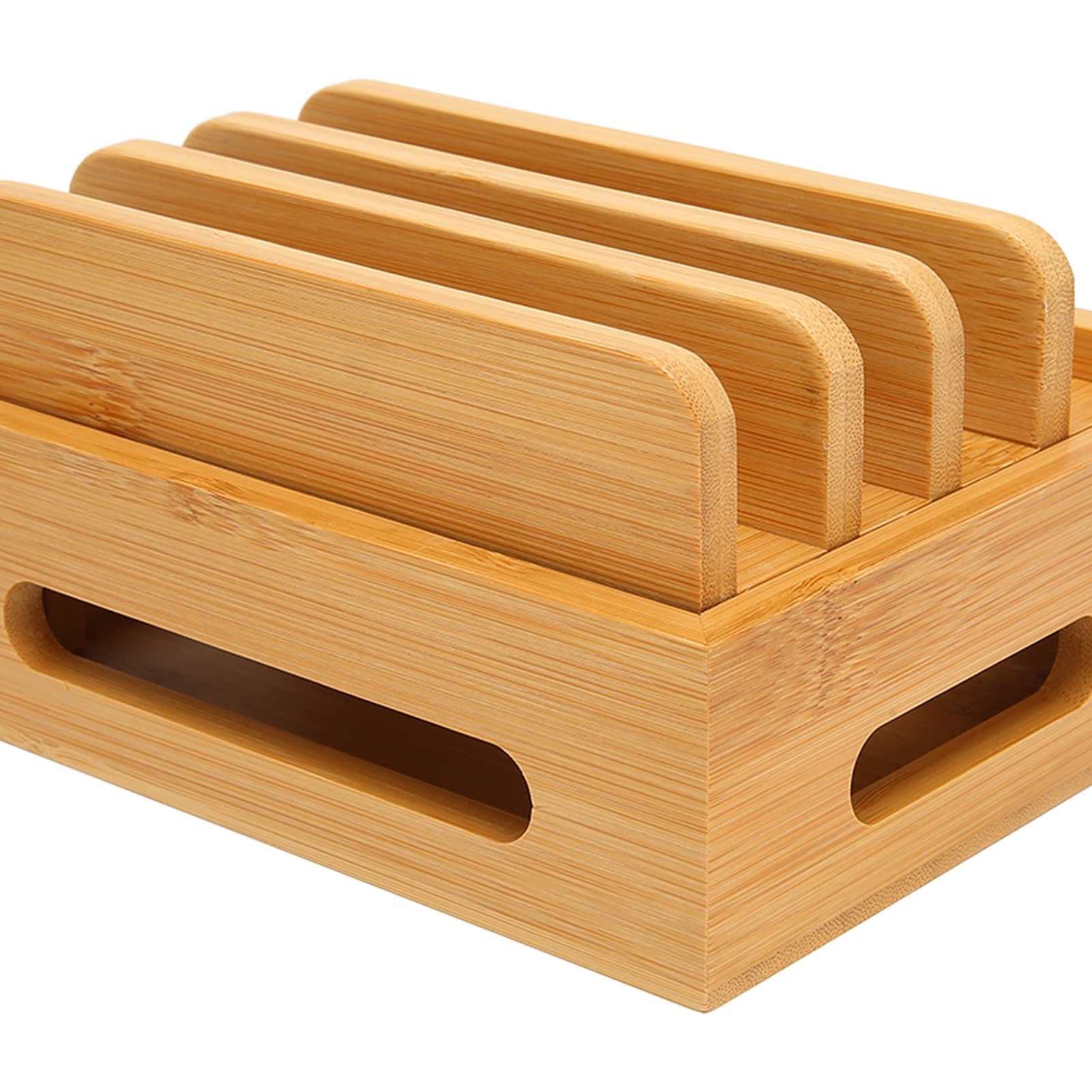 Bamboo Charging Dock Stand, Bamboo Charging Station Multiple Slots for Office