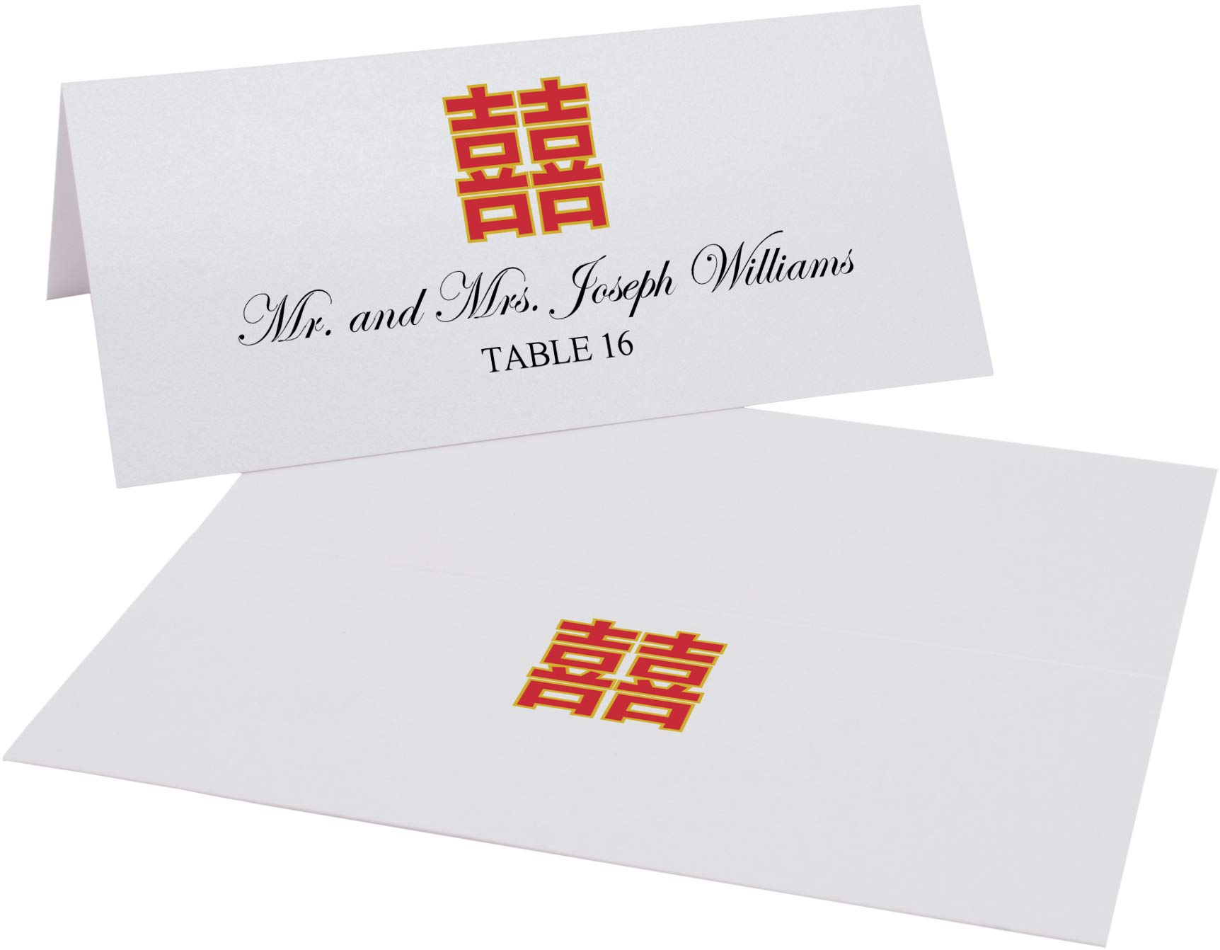 Chinese Double Happiness Place Cards, Set of 25, Pre-cut and Scored - Wedding, Party, Dinner, and Special Events - Made in the USA
