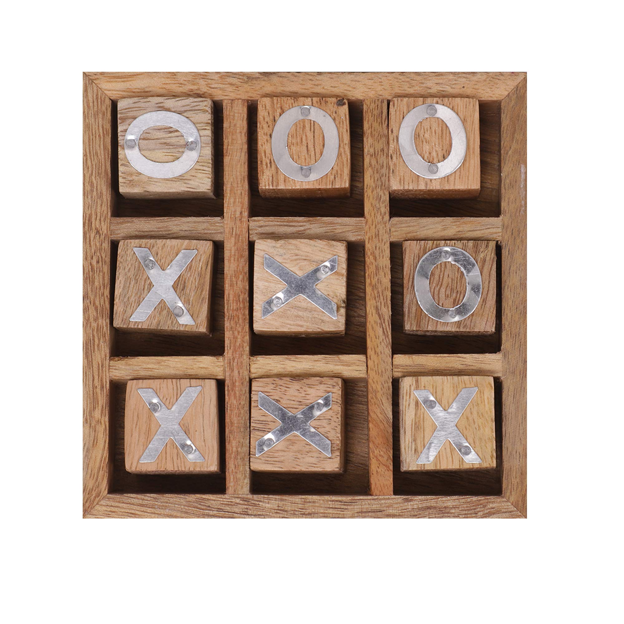 EARTHLY HOME Wooden Tic Tac Toe Game - Board Game - Table Top Living Room Decor Fun Game - Indoor Outdoor Adults Classic Travel Game (Black & White)