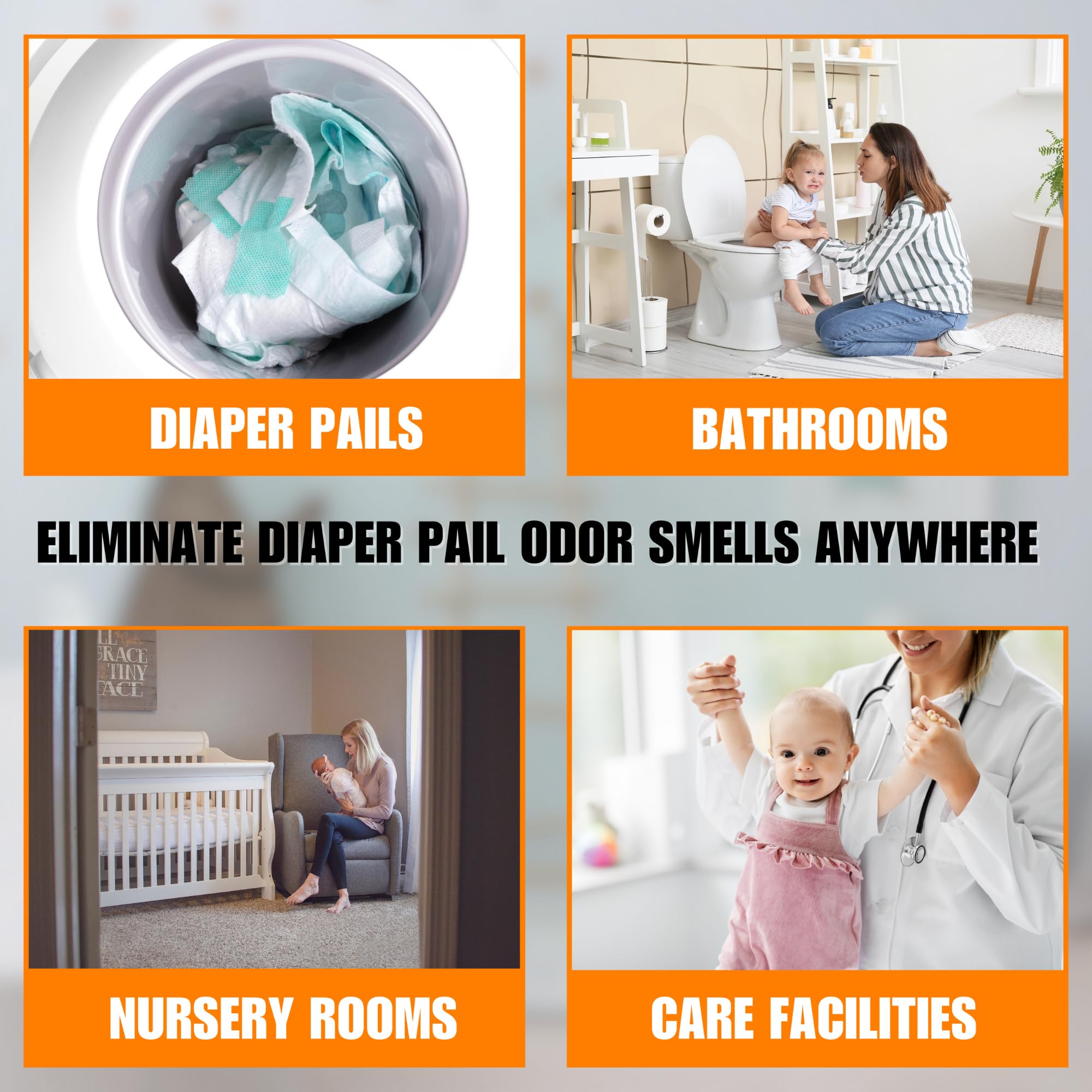 SMELLEZE Diaper Pail Deodorizer, Odor Eliminator for Diaper Pail, Baby Poop Deodorizer & Human Urine Odor Eliminator, Deodorizes Infant & Adult Diaper Pails - 2 lb. Granules