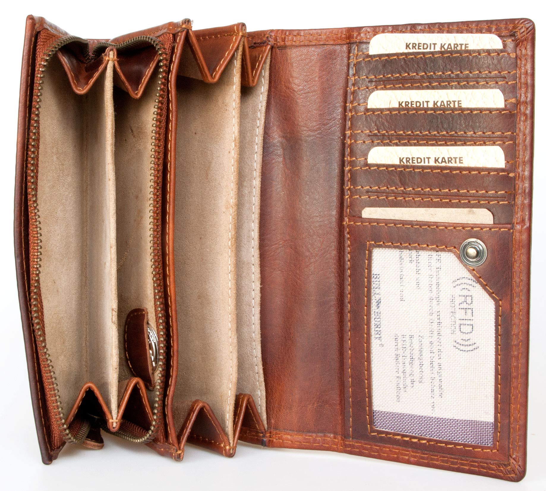 Double Sided RFID Leather Wallet Bull Burry Whole Made of a Strong Genuine Cowhide Brown One Size BB 160000 L101 BRN Vintage Double Sided Medium Brown