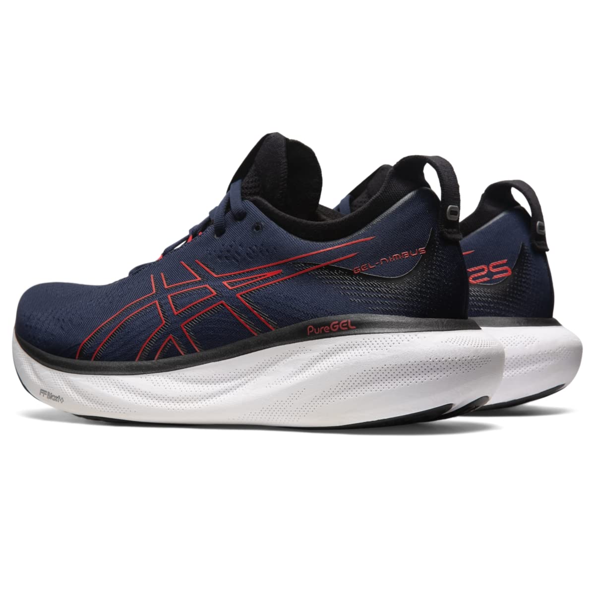 ASICS Men's GEL-NIMBUS 25 Running Shoes, 10, MIDNIGHT/ELECTRIC RED