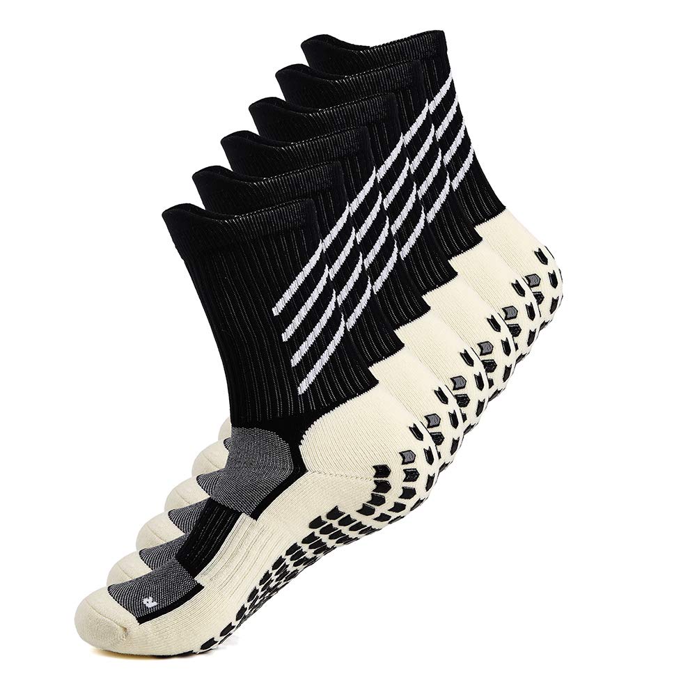 Anti-slip Sock Men Women Non-slip Soccer Basketball Tennis Sport Sock Grip Black Large