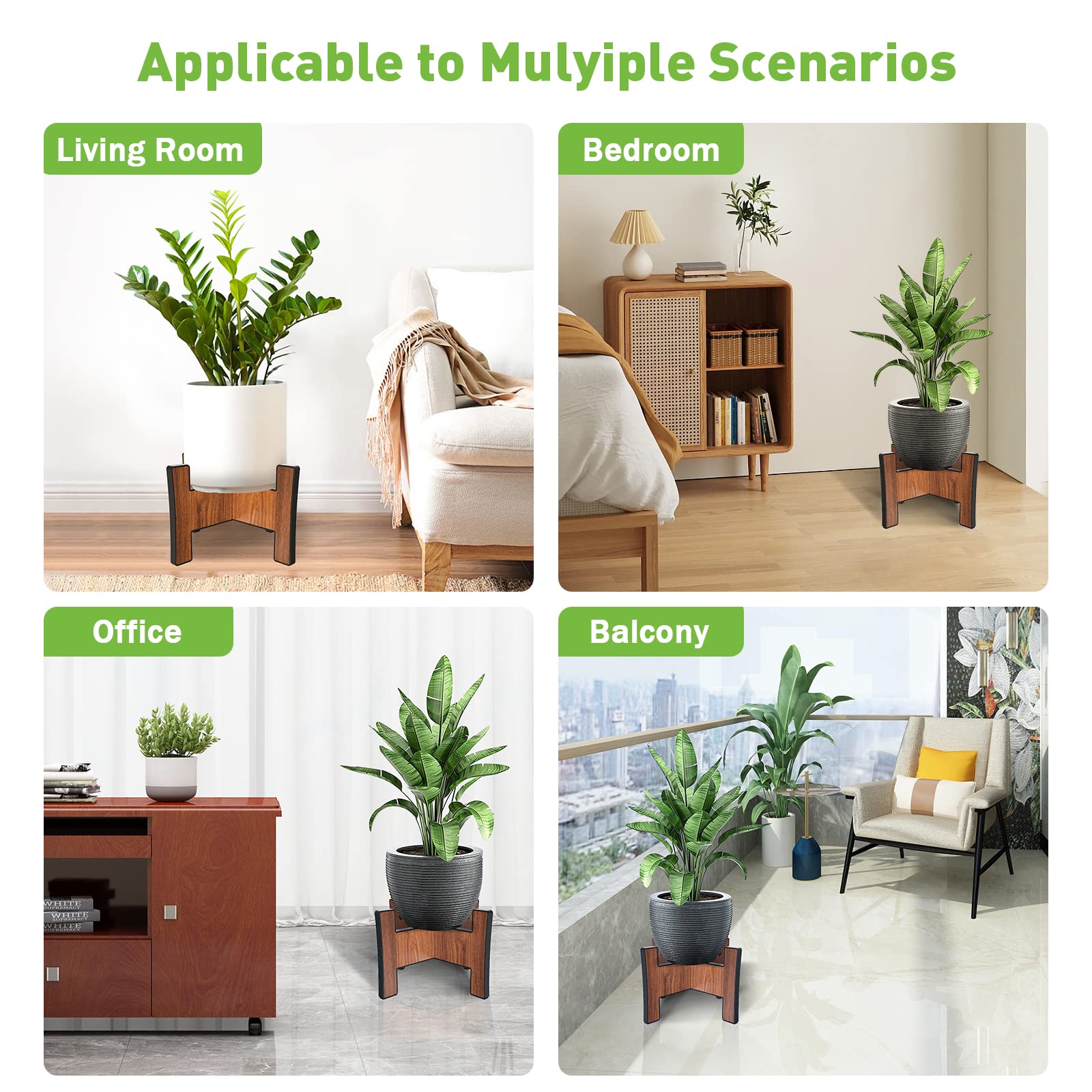 ARLX Plant Stand Indoor 2Pack 10 inch Floor Stand Wood Plant Holder for Indoor Plants