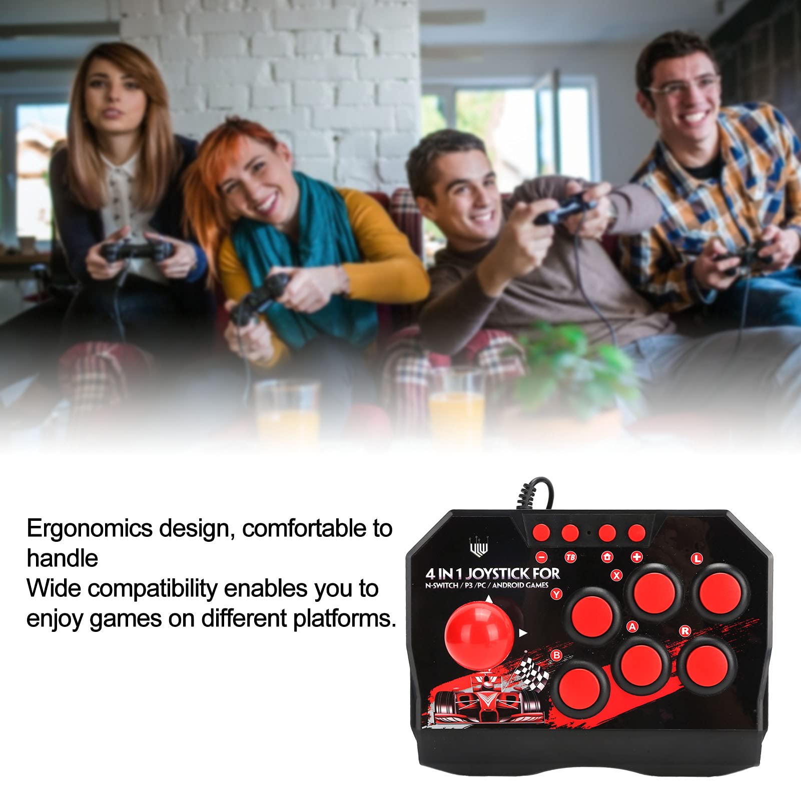Arcade Fight Stick, Comfort and Ergonomics Computer Game Controller Accessories Wired Fight Stick Arcade Games Accessories for PS3 for Switch for PC