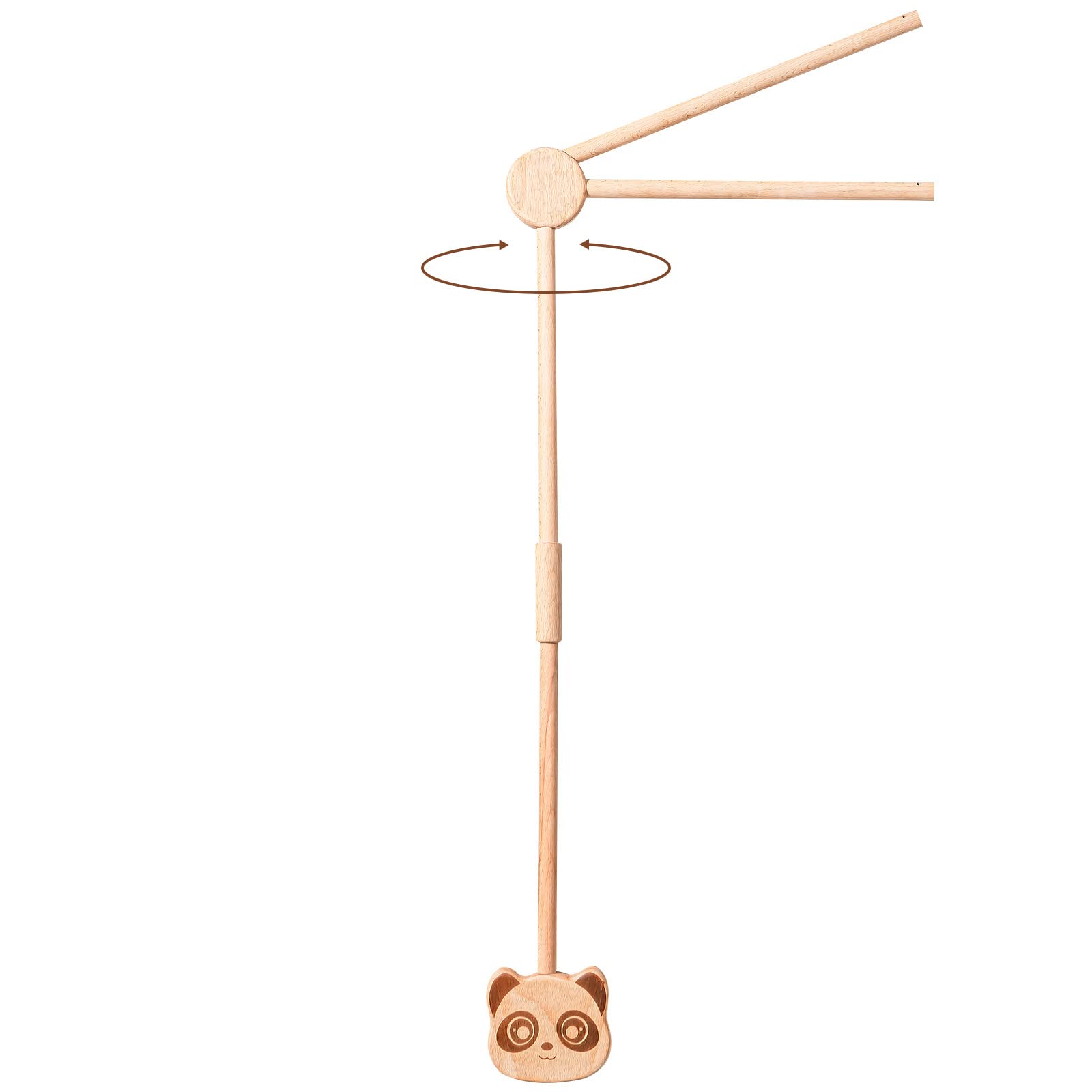 BABY REMEMBER Wooden Baby Crib Mobile Arm Panda-Shape Baby Mobile Holder 100% Beech Crib Mobile Hanger for Crib (Panda)