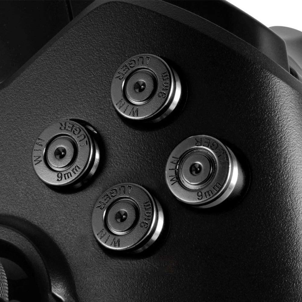 Alloy Metal 9mm Bullet Buttons Mod Kit ABXY & Guide Button for Xbox One xboxone Controller (Black)