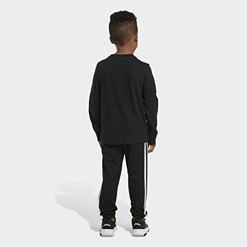 adidas Boys' Long Sleeve Cotton Graphic T-Shirt, Black Multi Football, 4T