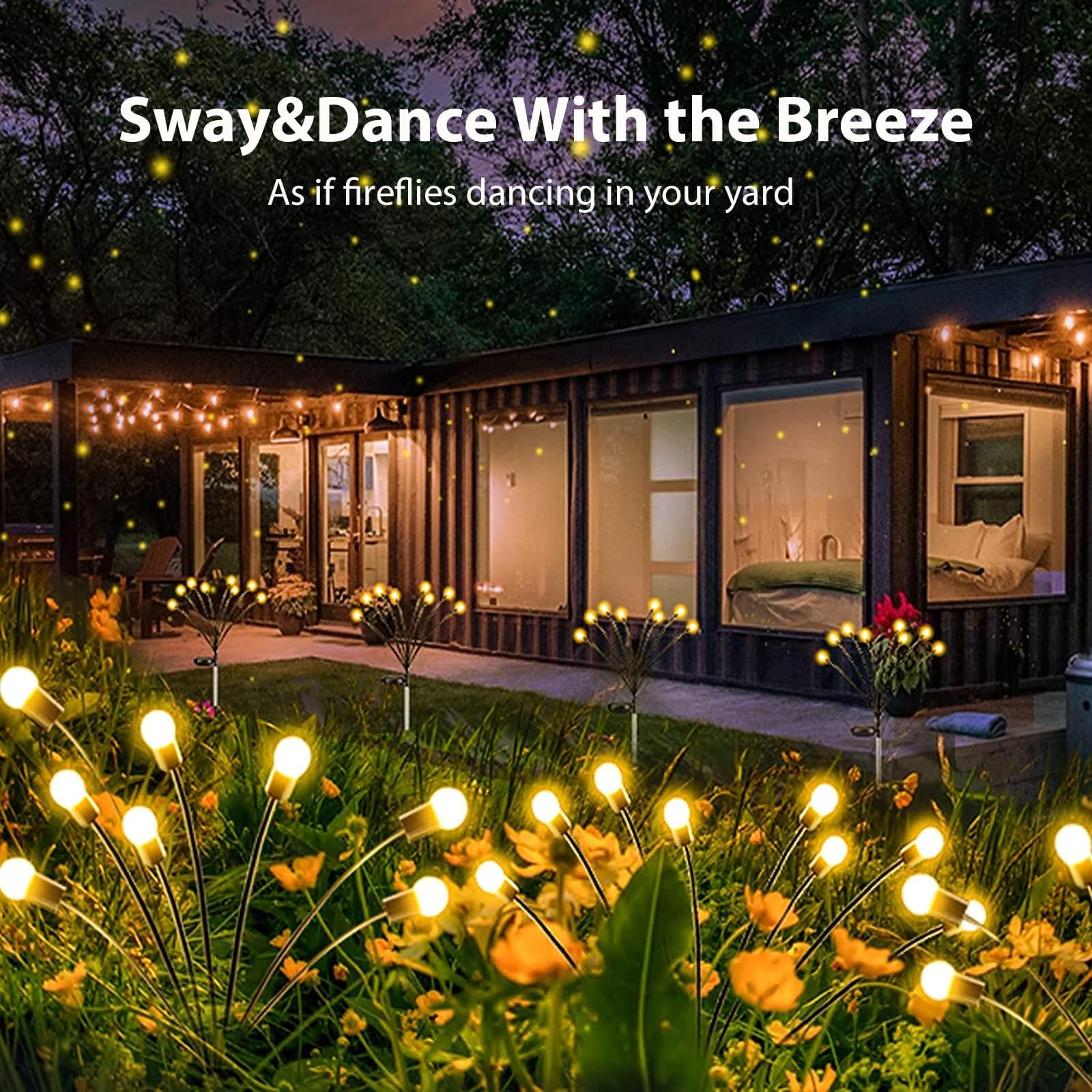 Albelt 6-Pack Solar Garden Lights Outside, 48 LED Swaying Firefly Solar Lights (Sway by Wind), Waterproof Solar Yard Lights for Outside Fairy Garden Decor Patio Pathway Landscape (Warm White)