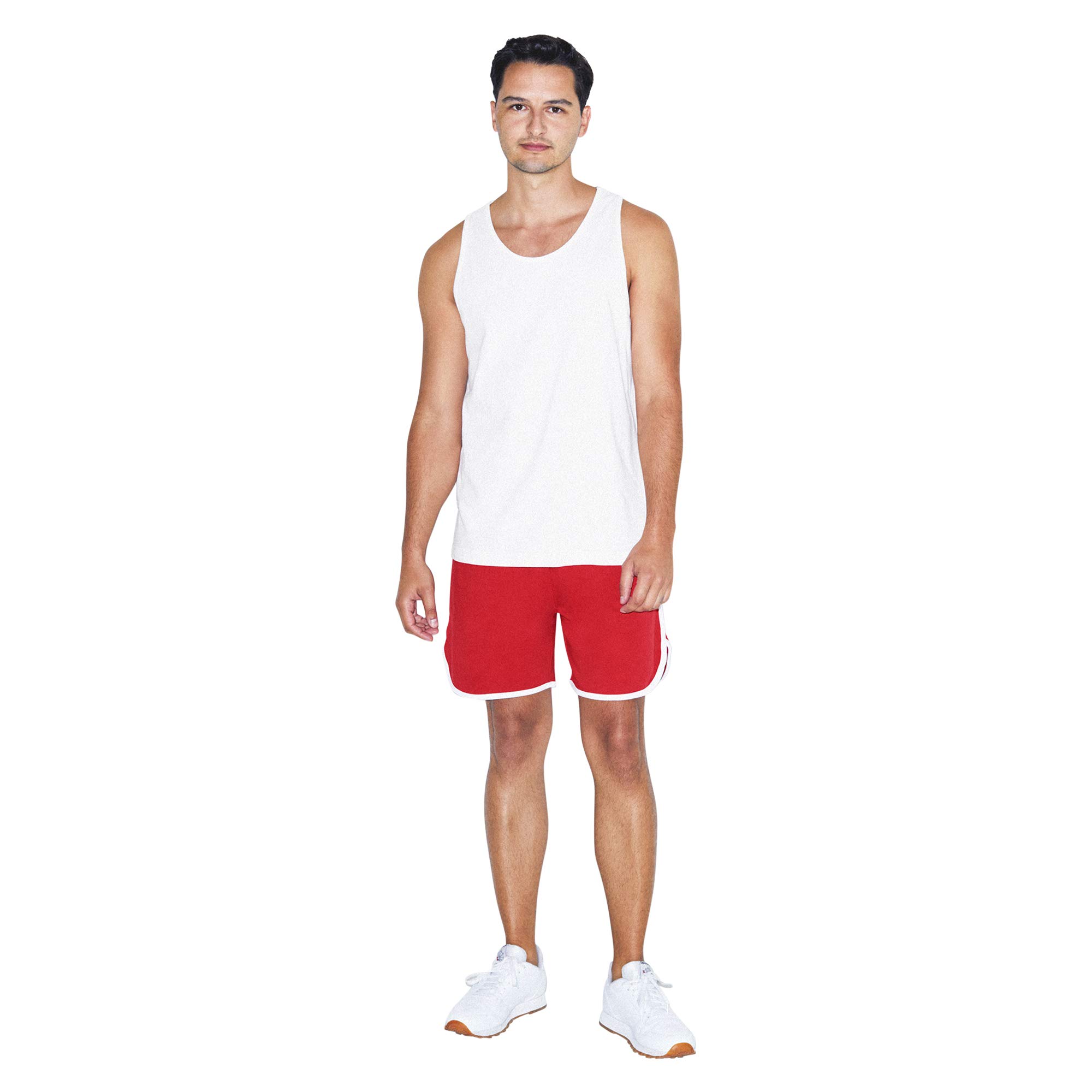 American Apparel Men's Interlock Basketball Shorts, Red/White, Medium