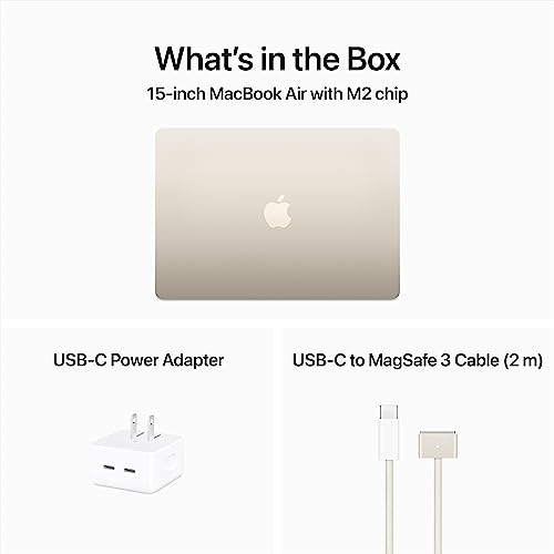 Apple 2023 MacBook Air Laptop with M2 chip: 15.3-inch Liquid Retina Display, 8GB Unified Memory, 512GB SSD Storage, 1080p FaceTime HD Camera, Touch ID. Works with iPhone/iPad; Starlight