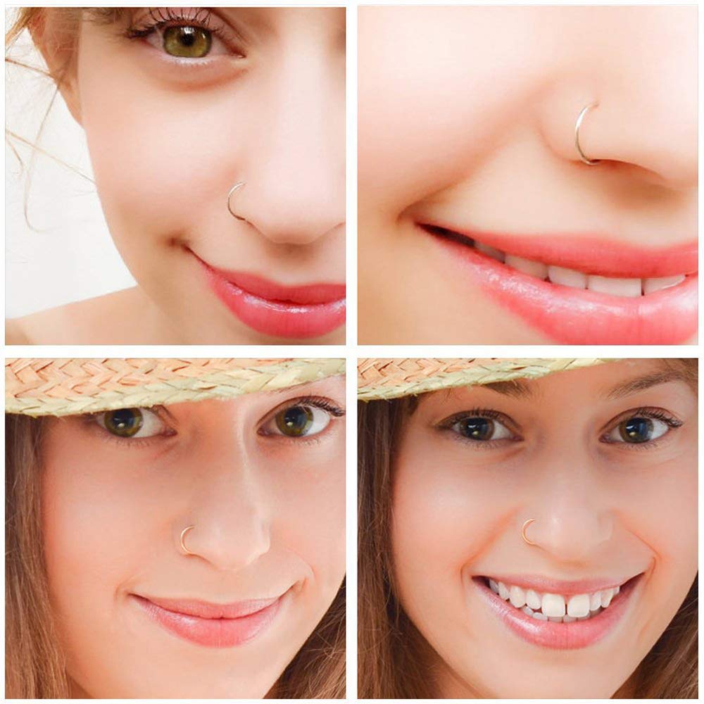 Alisaso 12pcs Punk Clip on Fake Nose Lip Hoop Rings Earrings Body Piercing(Color Random)