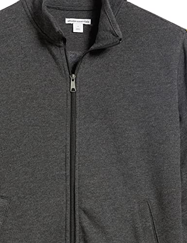 Amazon Essentials Men's Full-Zip Fleece Mock Neck Sweatshirt, Charcoal Heather, Large