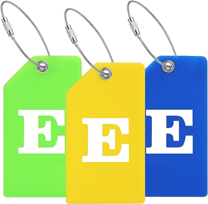 Anteecana Silicone Luggage Tag Initial-Baggage Handbag Travel Suitcase Tags with Name ID Card Quickly to Spot (Letter R, 3 Packs(Yellow+Green+Blue)
