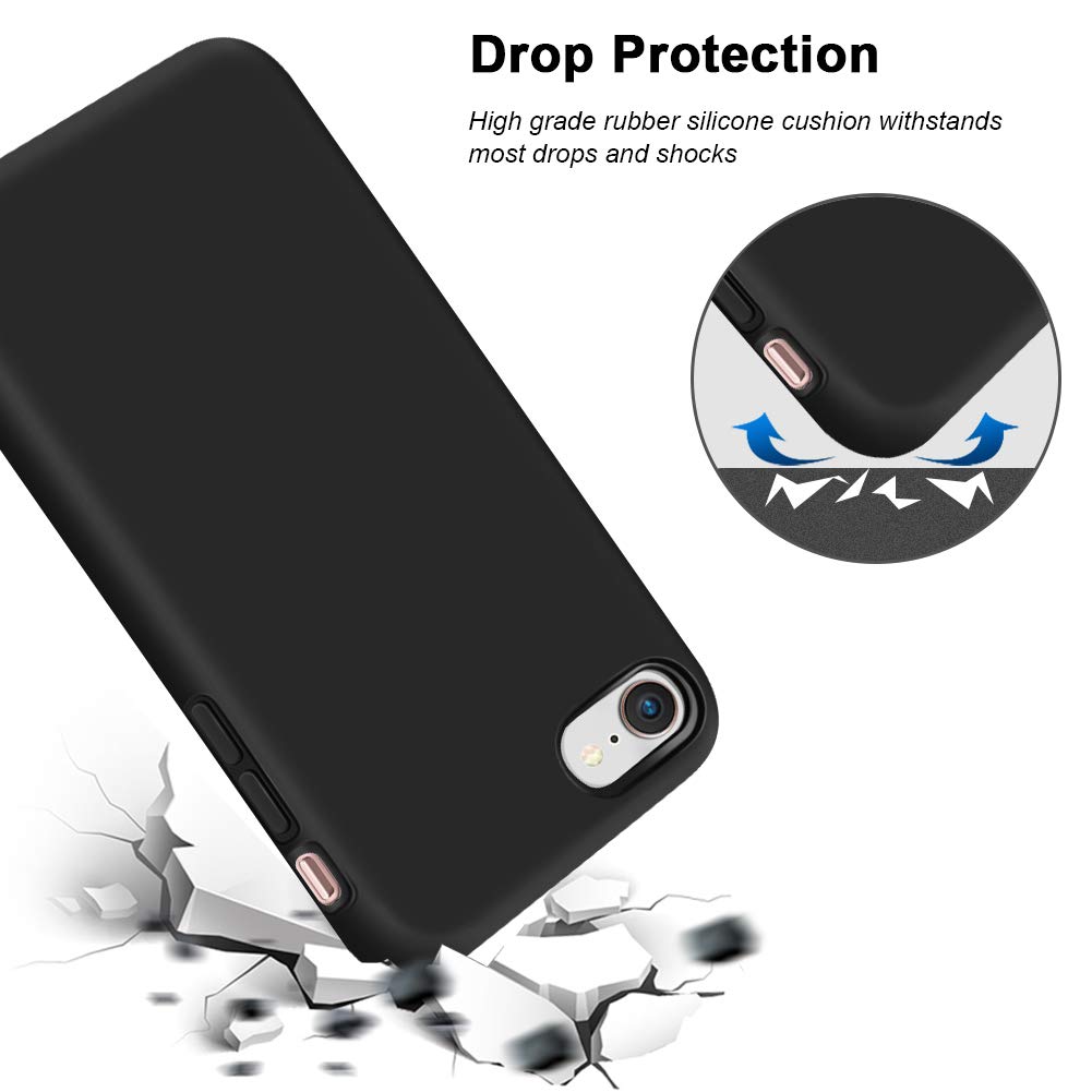 Anuck iPhone SE Case 2022/2020, iPhone 8 Case, iPhone 7 Case, Non-slip Liquid Silicone Gel Rubber Bumper Phone Case Soft Microfiber Lining Hard Shockproof Protective Cases Cover 4.7", Light Blue
