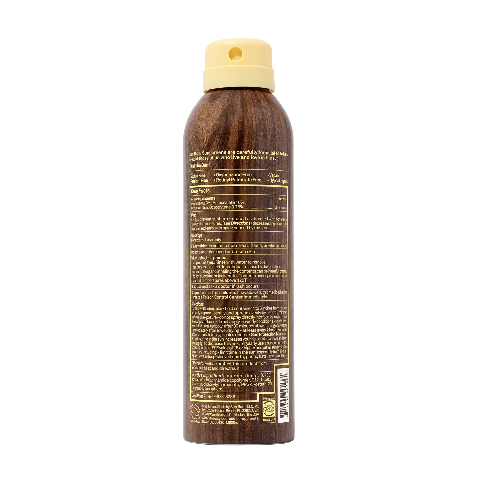 Sun Bum Original SPF 30 Sunscreen Body Spray | Broad Spectrum Moisturizing Sunblock with Vitamin E | Hawaii 104 Act Compliant (Octinoxate & Oxybenzone Free) | 6 oz