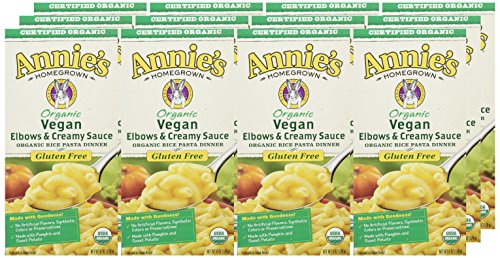 Annie’s Vegan Mac Rice Pasta and Cheddar Flavor Dinner with Organic Gluten Free Pasta, 6 OZ (Pack of 12)