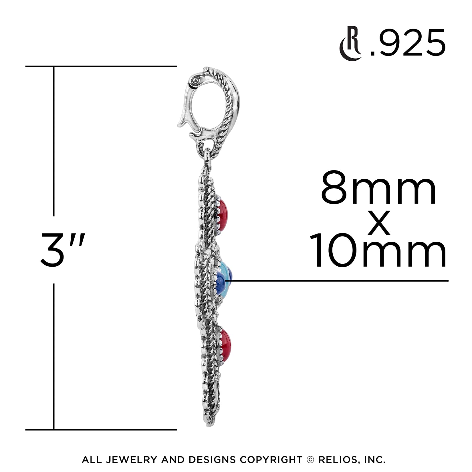 American West Sterling Silver Multi Gemstone Cross Pendant