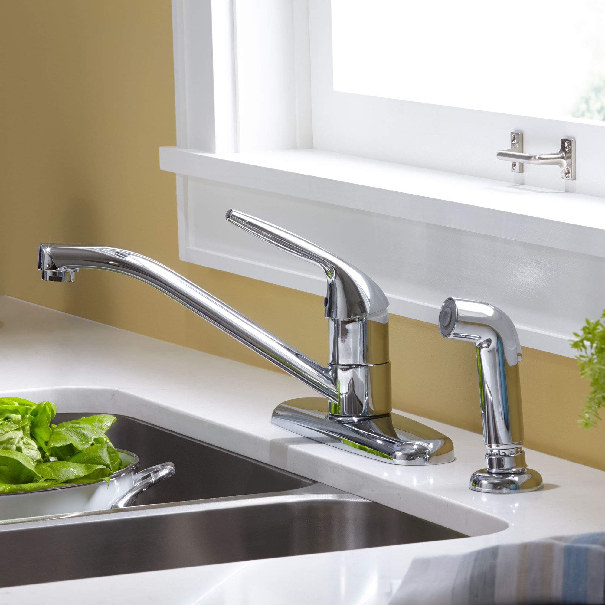 American Standard 4175701.002 Colony Choice 1-Handle Kitchen with Side Spray Faucet, Polished Chrome