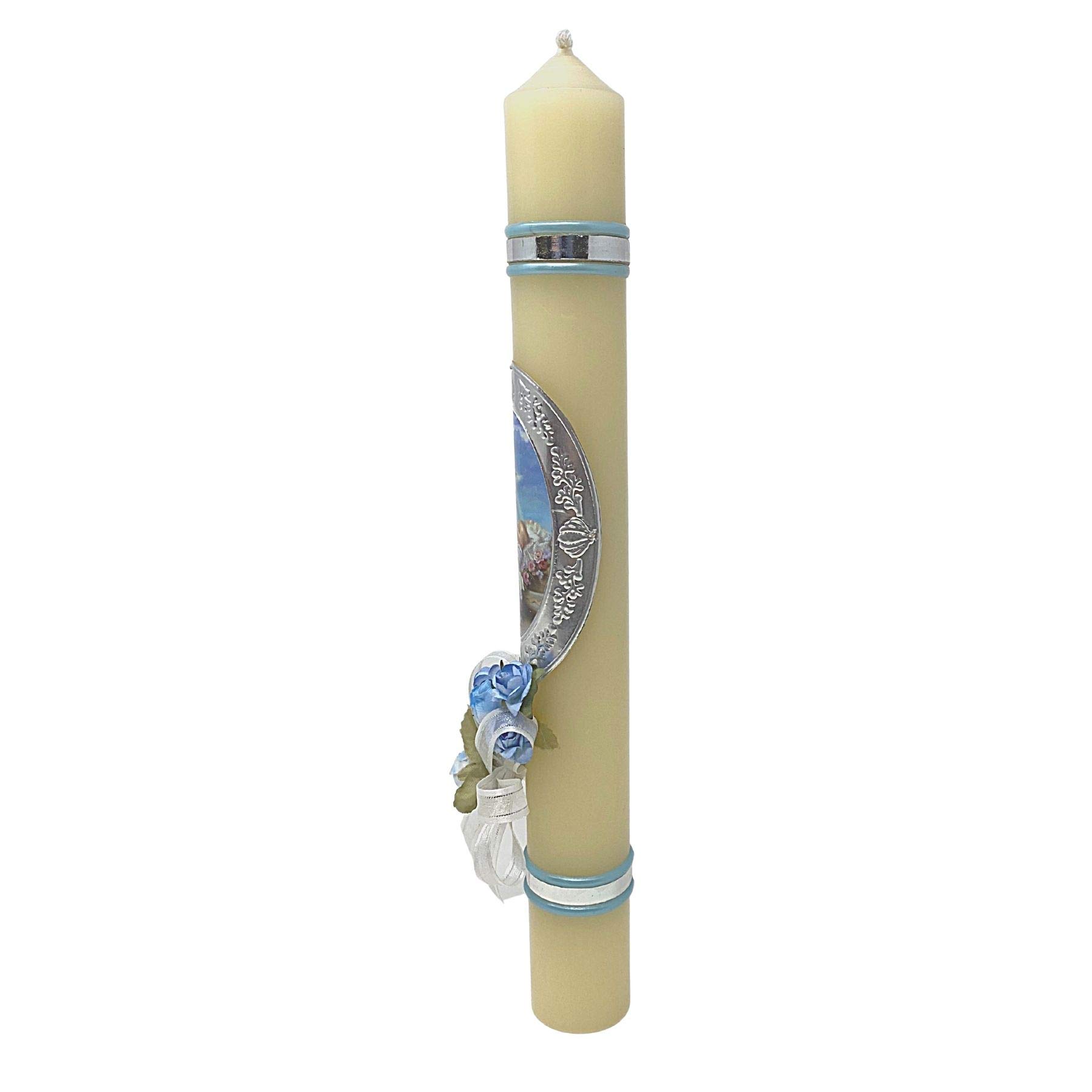 CB Church Supply Hand Decorated Sacramental Baptism Candle by Will & Baumer, 11.25-Inch, Boy with Dove