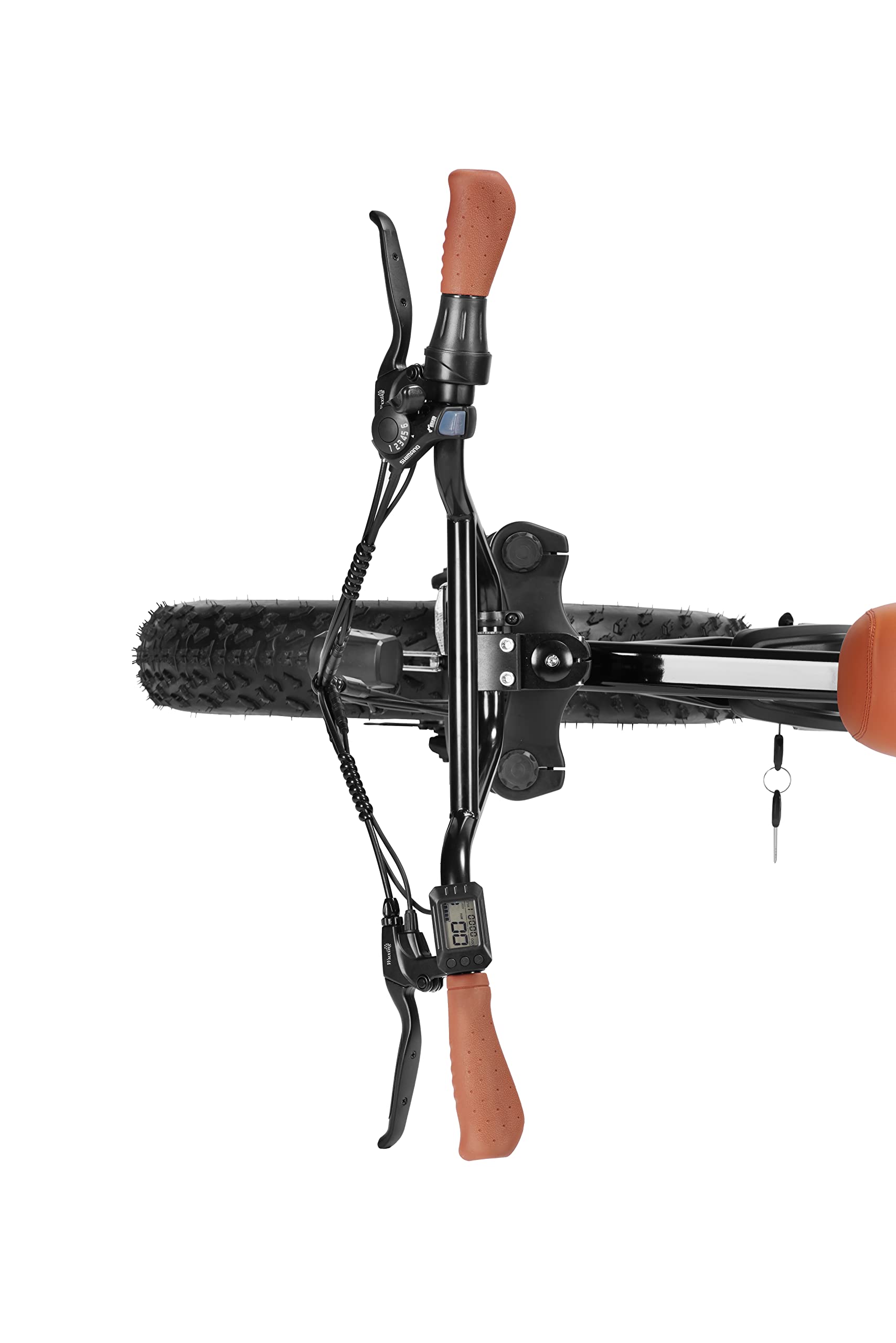 Avalanche Big Bear Electric Bike, 4-Inch Wide Tires, Shimano 6-Speed E-Bike, Black, M / 5`4″-6`2″