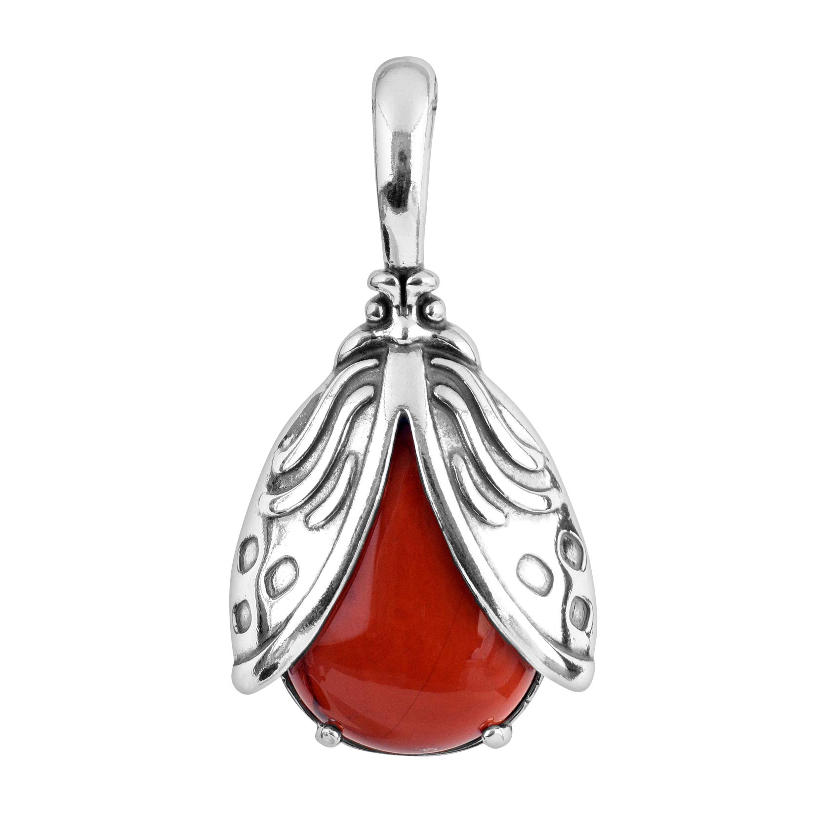 American West Sterling Red Jasper Ladybug Pendant Enhancer