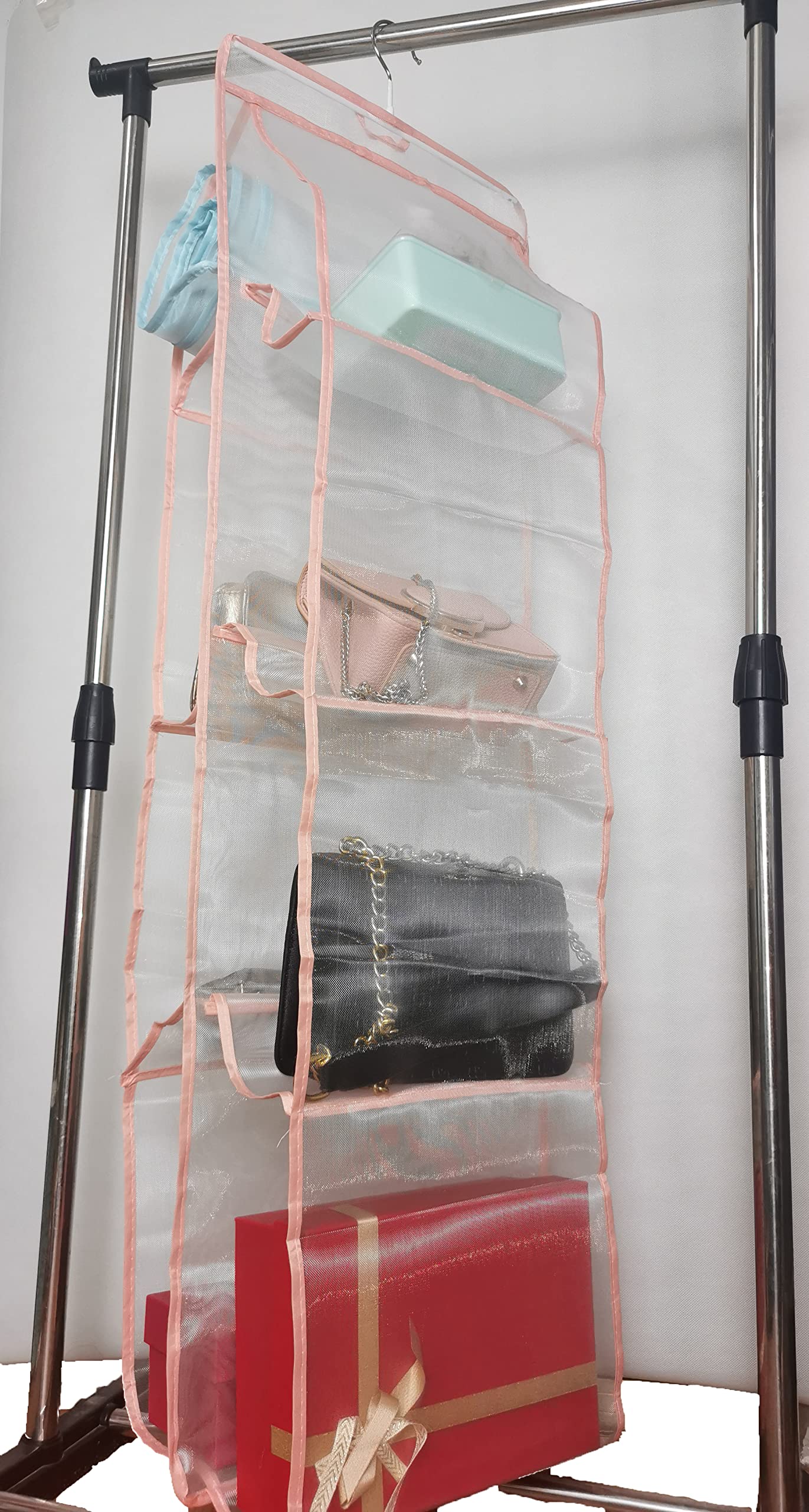 Hanging Handbag Purse Organizer Clear Hanging Shelf Bag Collection Storage Closet Storage Bag 8 Pockets
