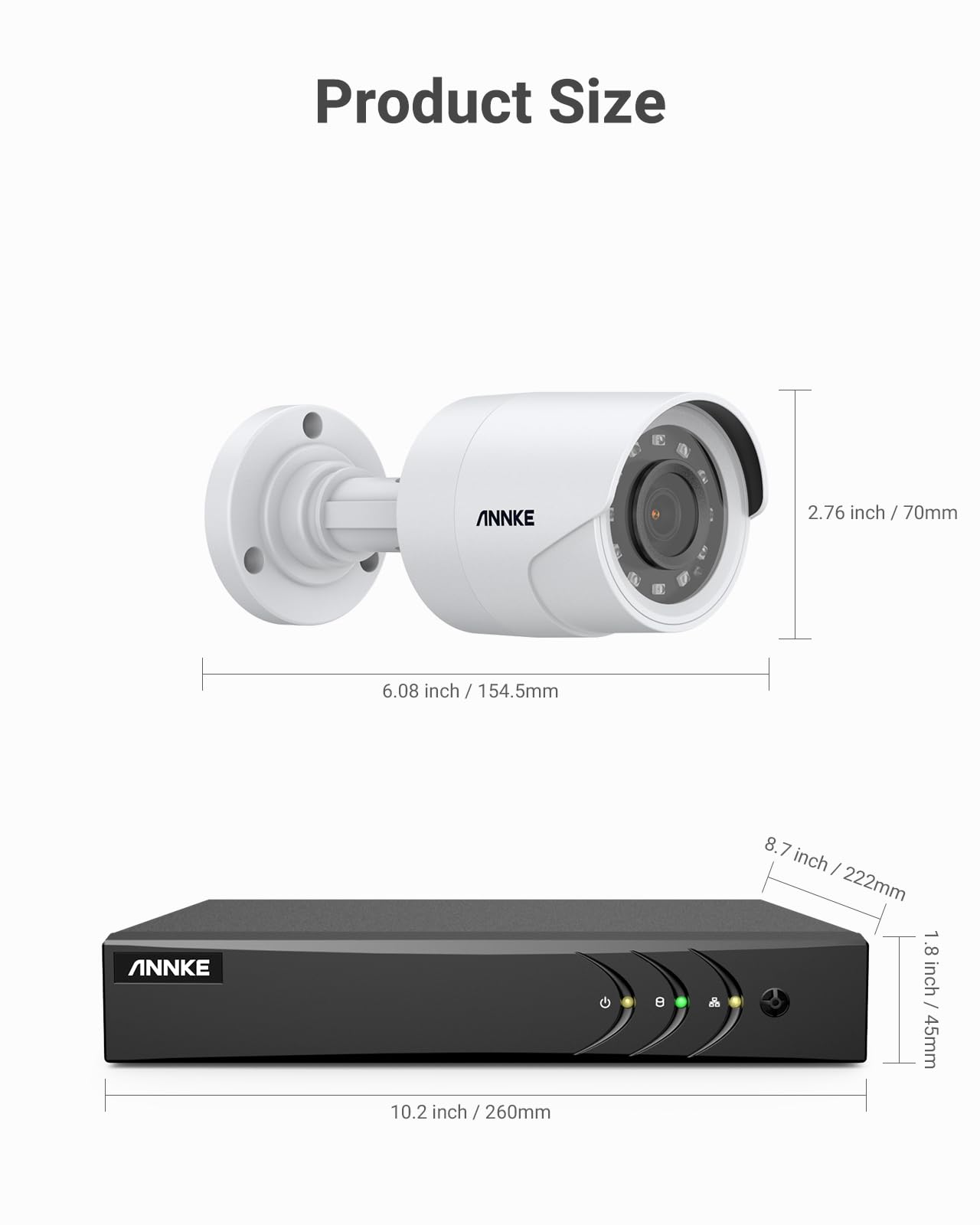 ANNKE 8CH 3K Lite Wired Security Camera System, H.265+ AI DVR with Human/Vehicle Detection, 4 x 1080p Outdoor CCTV Bullet Camera, 100 ft Night Vision, Easy Remote Access, Motion Alert, No HDD β E200