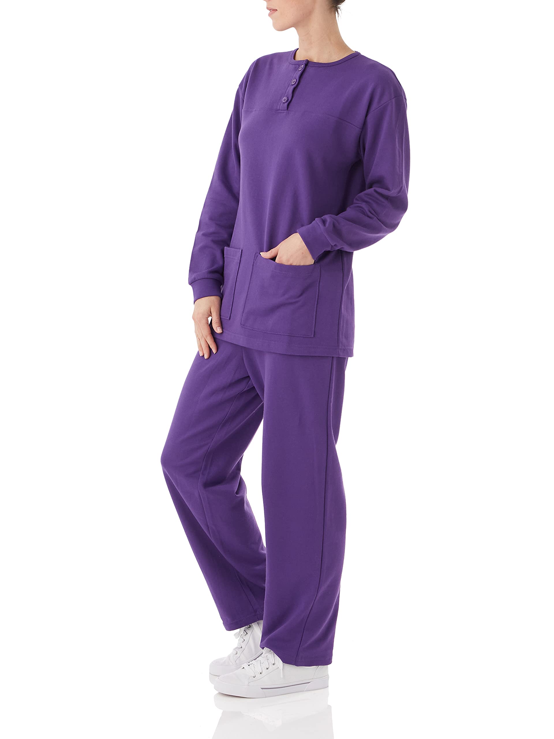 ANTHONY RICHARDS Women Fleece Sweatsuit Set – Relaxed Activewear Outfit Pullover Top Elastic Waist Pants 2-Piece Tracksuit