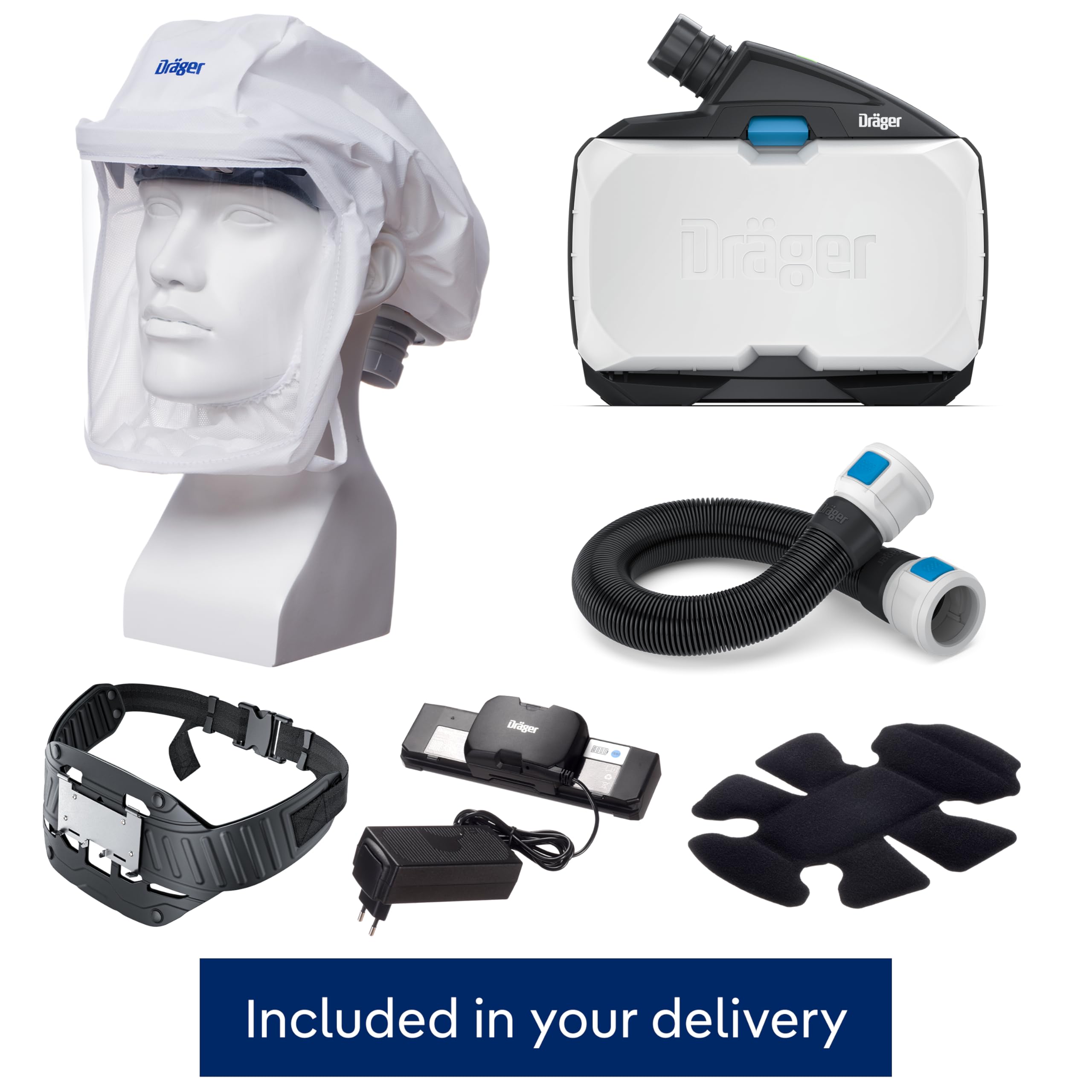 Dräger X-plore 8500 Powered Air-Purifying Respirator (PAPR) | 16hrs battery | Easy-Clean