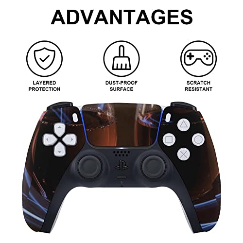 Alcohol Red Wine Full Protective Skin Cover Design Wrap Decal Sticker Compatible with PS5 Digital Edition Console and Controller