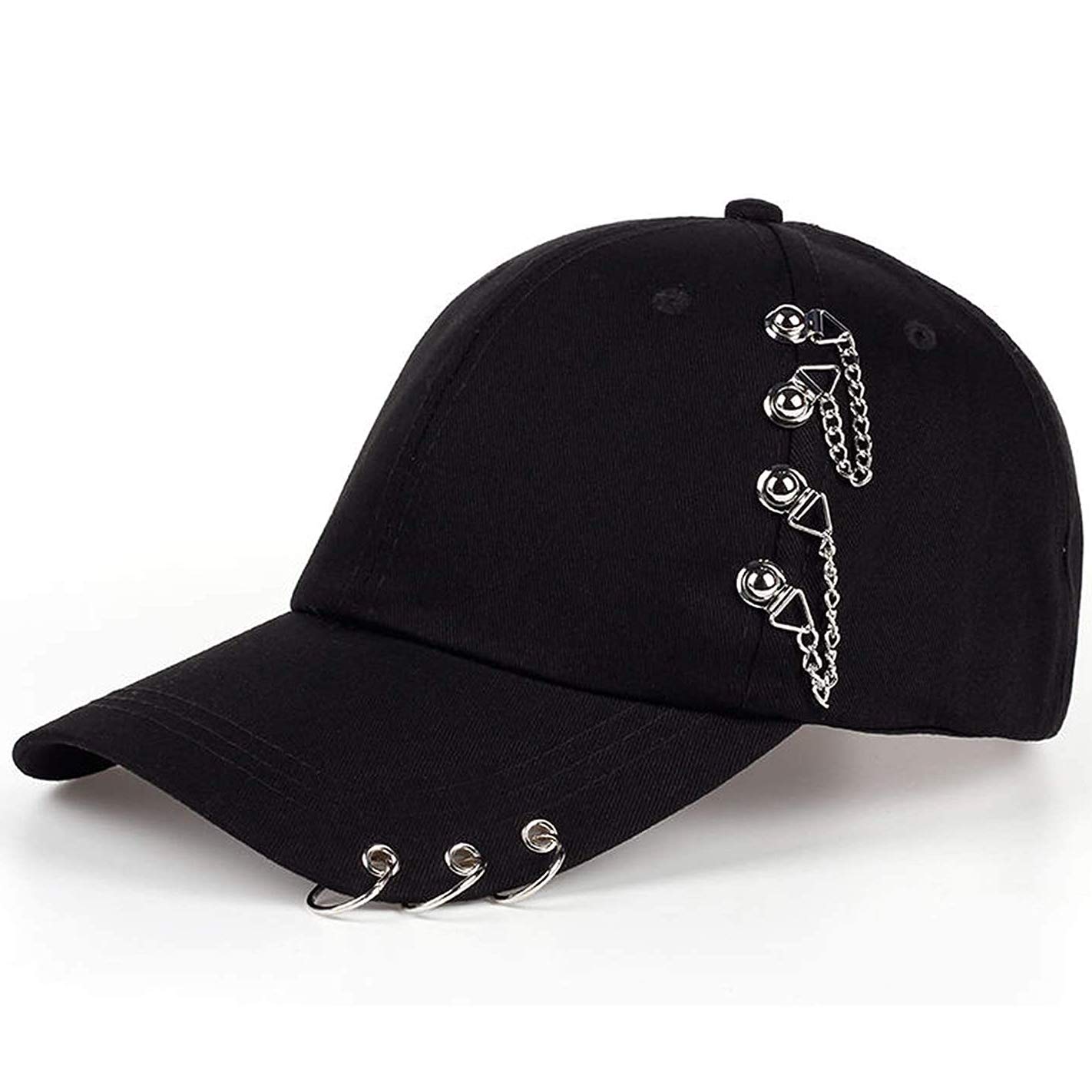 Adult Casual Solid Adjustable Iron Ring Baseball Caps Snapback Cap Casquette Hats Fitted Casual Gorras Dad Hats (one size, Black)