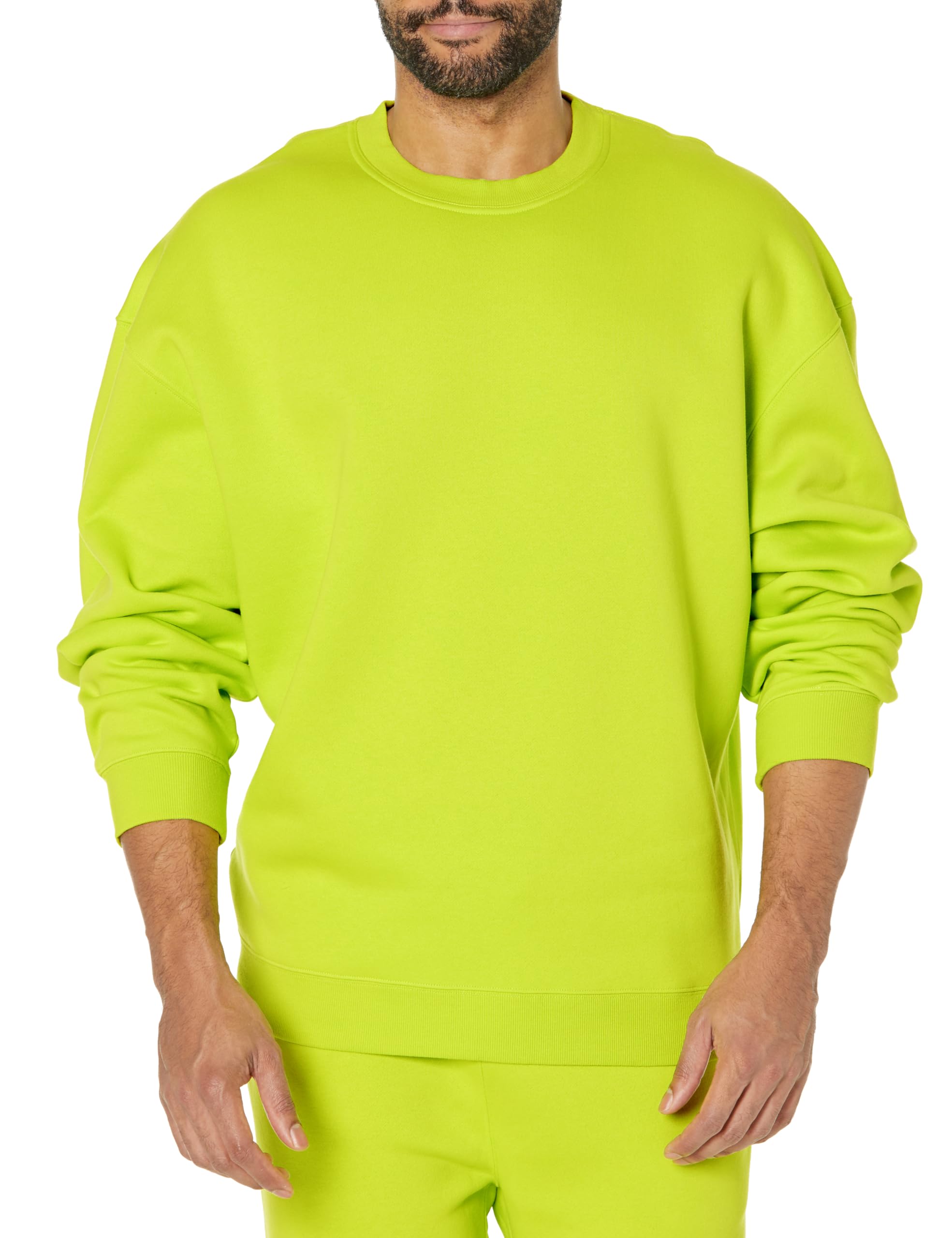 Amazon Essentials Men's Oversized-Fit Crewneck Sweatshirt (Available in Big & Tall), Lime Green, 4X-Large Big